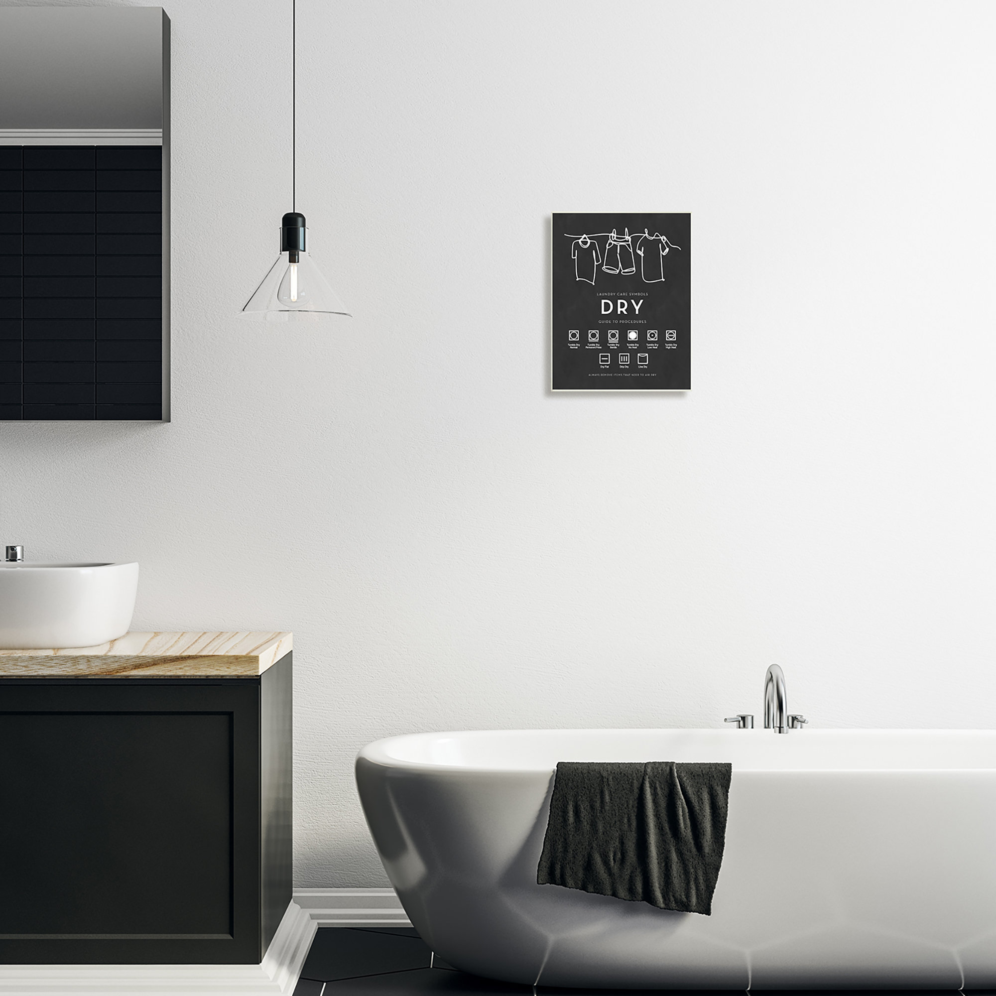 Stupell Industries Drying Procedure Guide Helpful Laundry Symbol ChartWall Plaque Art By ...