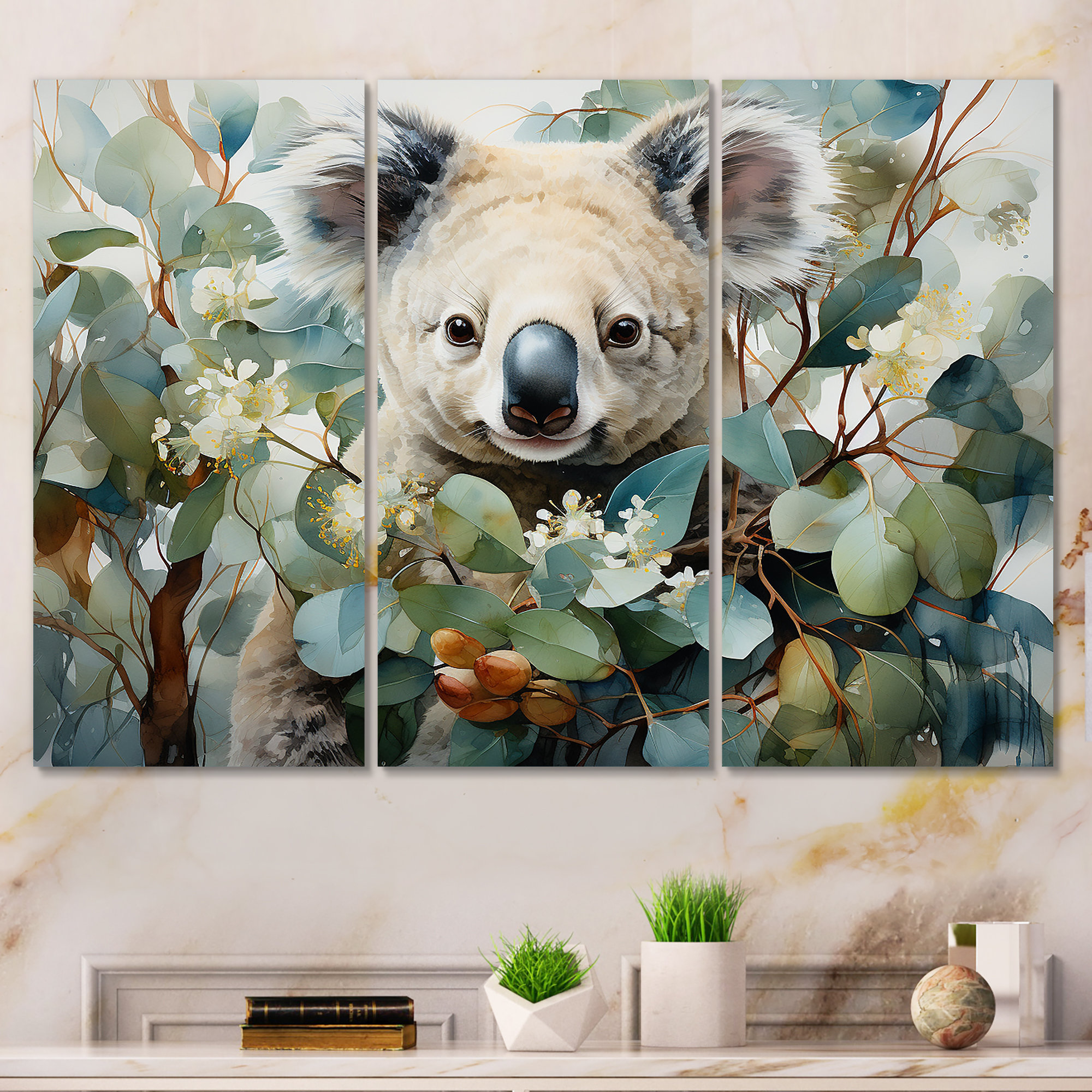 Loon Peak® Watercolor Koala Tree Observer 1 - Koala Animal Wall Art ...