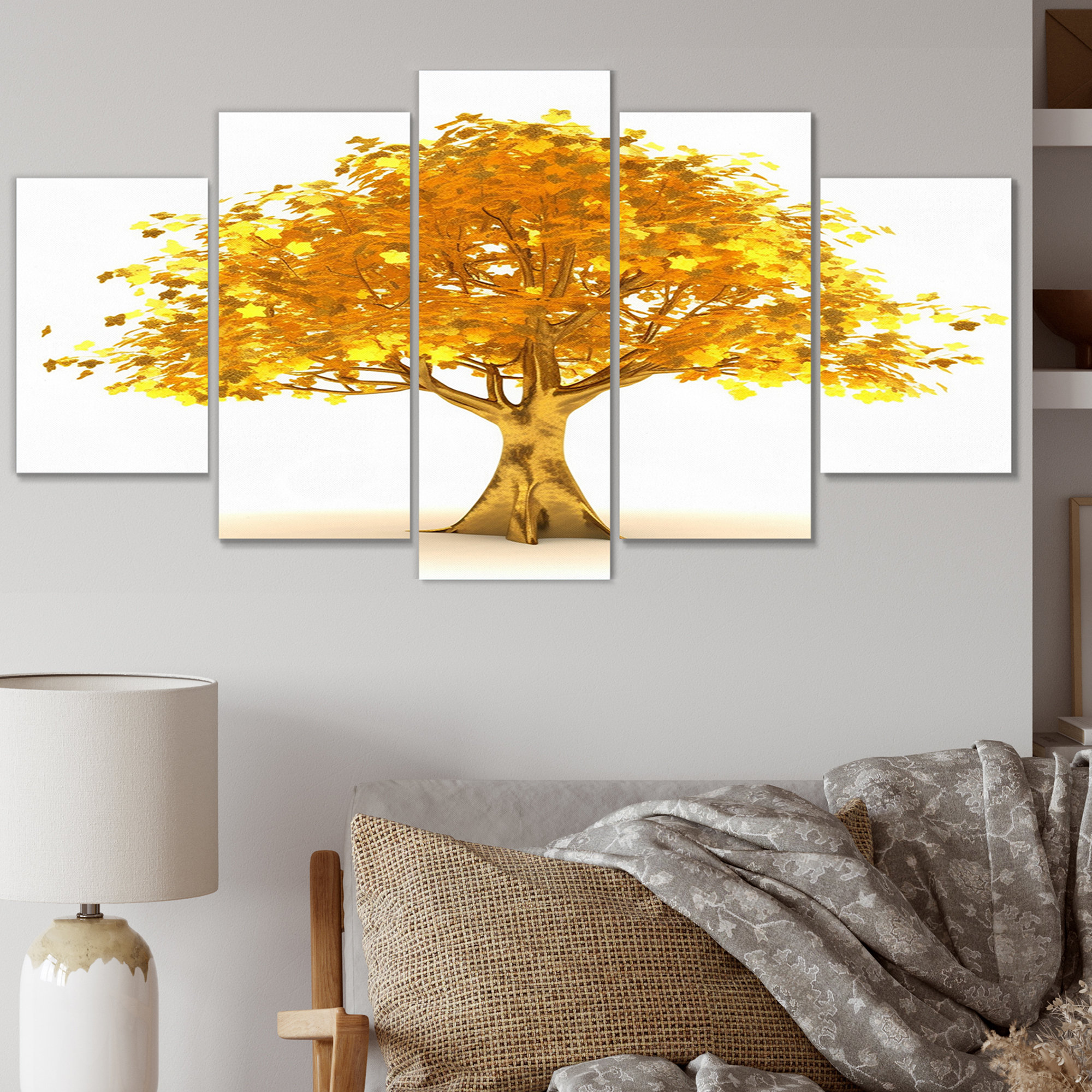 Design Art The Most Beautiful Yellow Tree II - Landscape Trees Canvas ...
