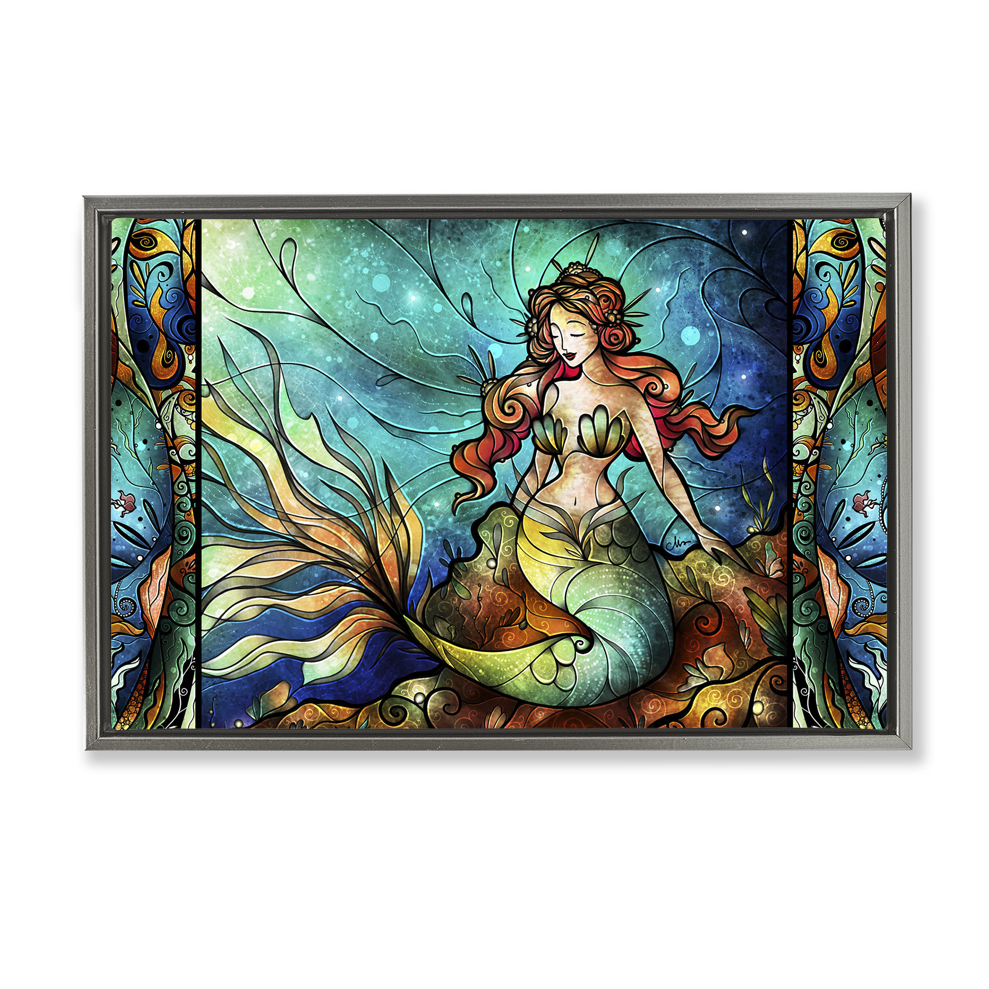 Latitude Run® Elegant Seated Mermaid Floating Frame, design by Mandie ...