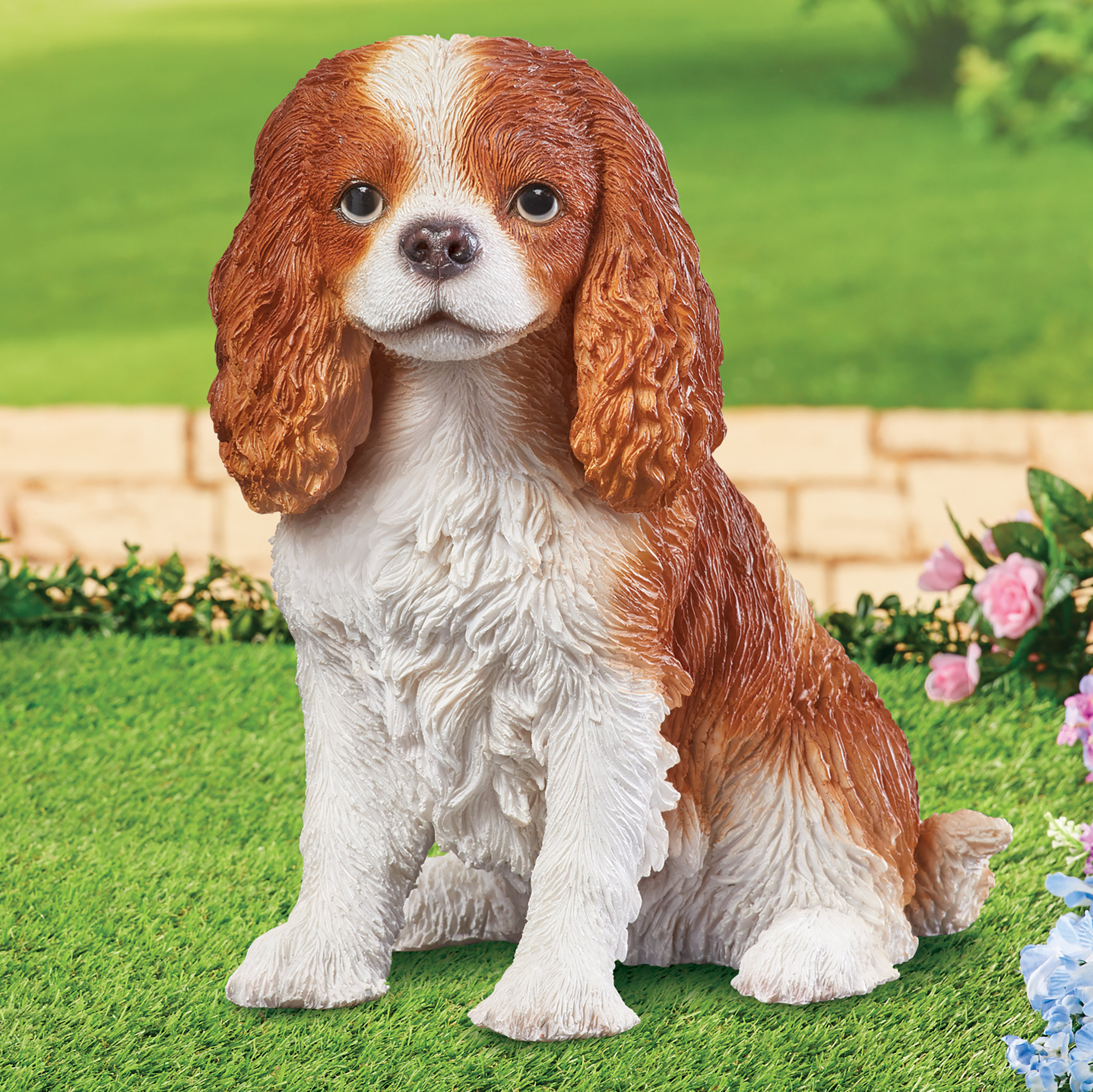 Lark Manor Statue réaliste de chiot du roi Charles peinte à la main ...