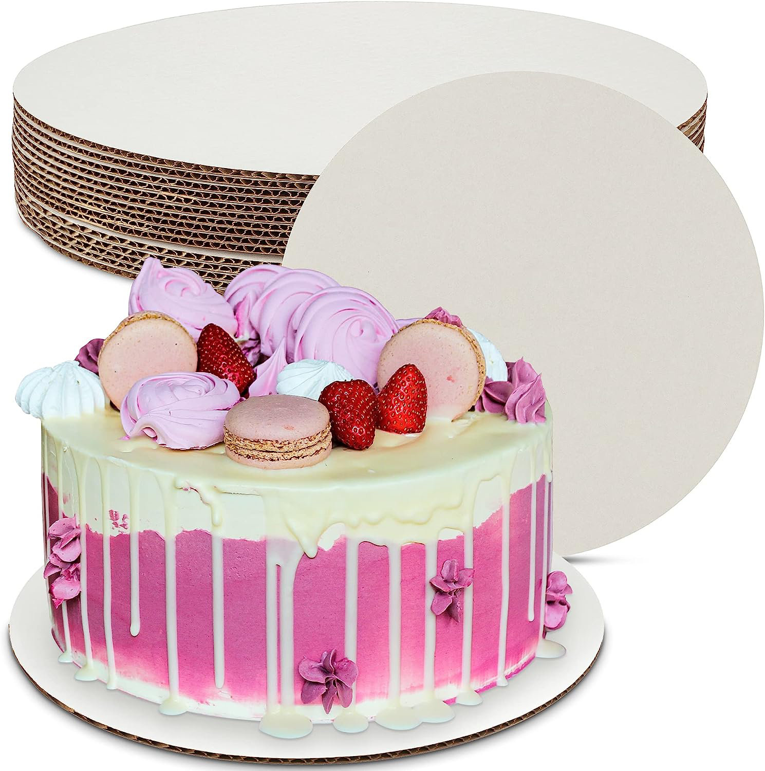 MT Products White Corrugated Cardboard Cake Boards 14" Round | Wayfair