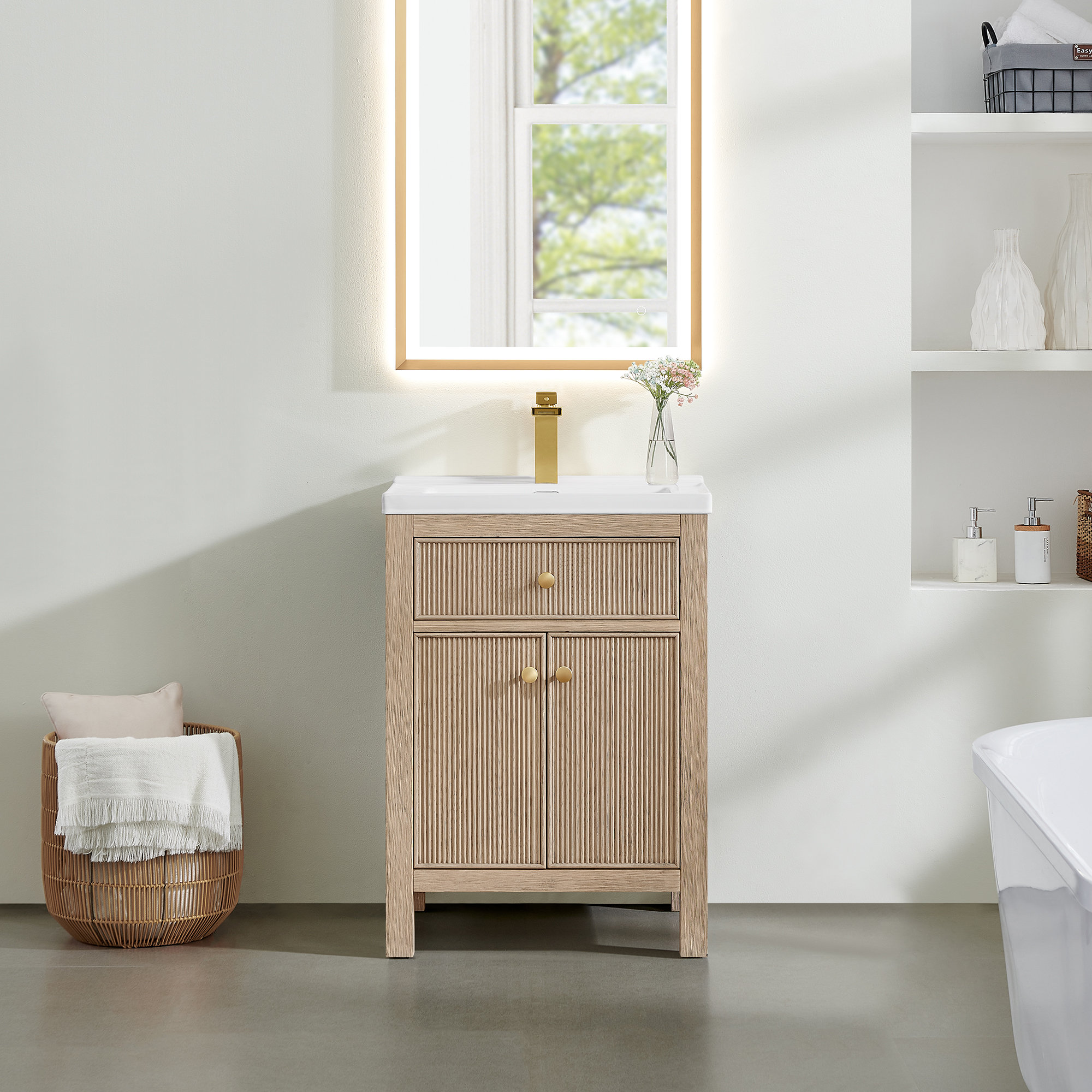 Birch Lane™ Lala 24" Single Bathroom Vanity with White Ceramic ...