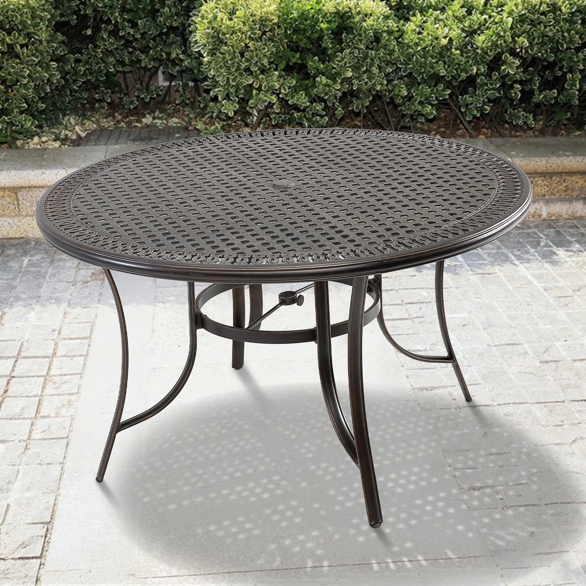 Alcott Hill Bargnare Round Metal Outdoor Dining Table - Wayfair Canada