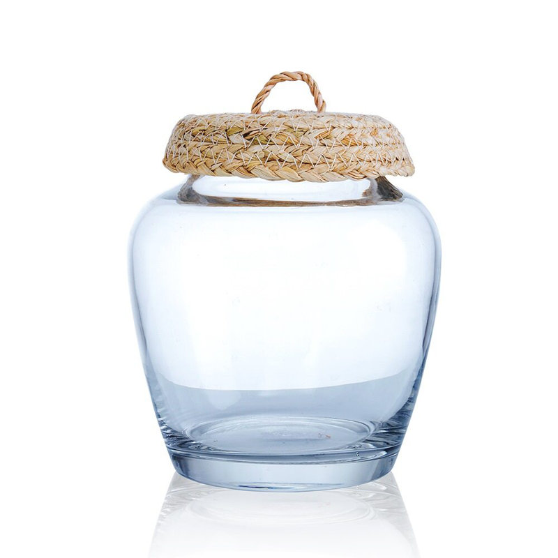 Bay Isle Home™ *D5.9"H6.3" - GLASS JAR WITH RATTAN LID | Wayfair