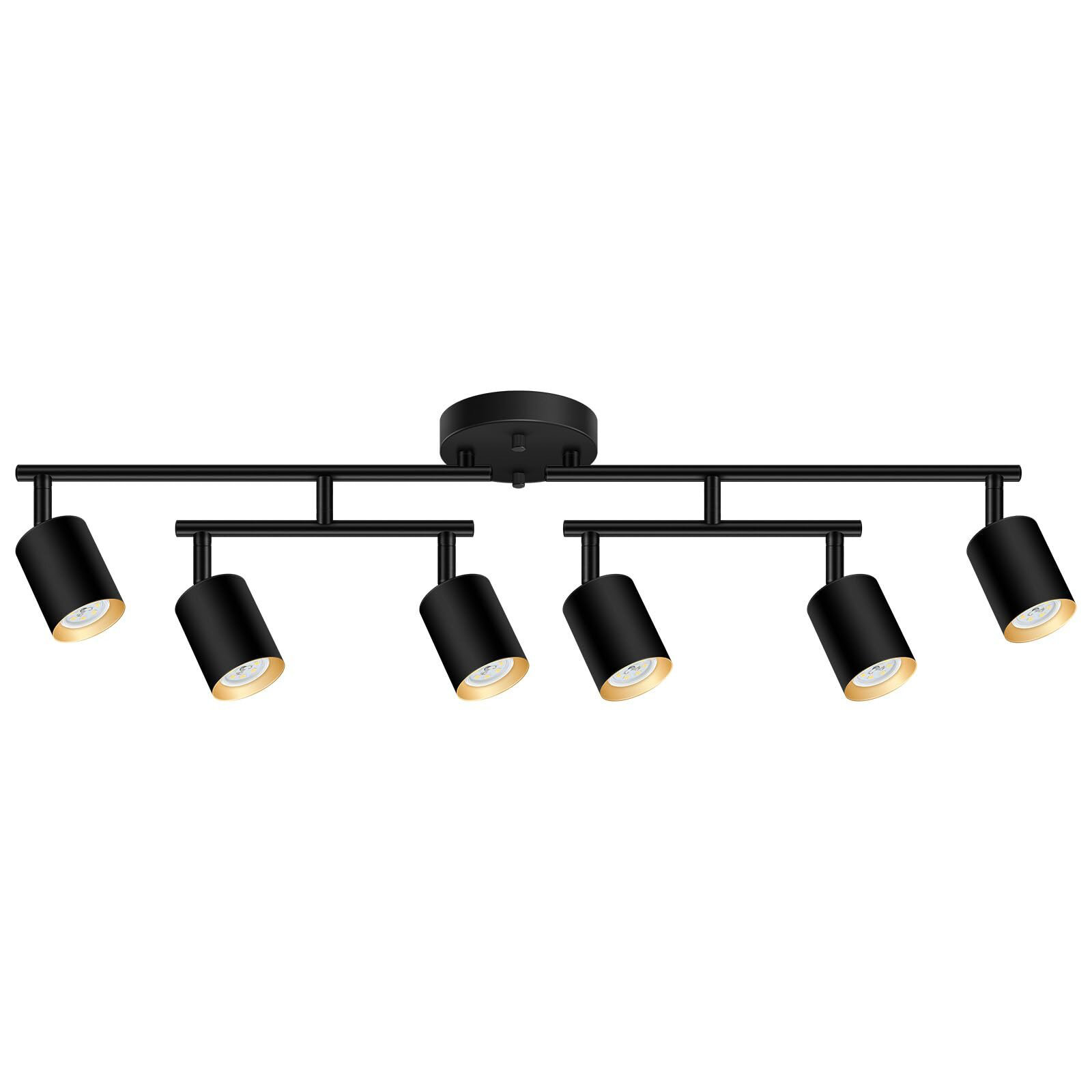 OLHAV 6 Light Track Lighting Fixtures Ceiling,Black LED Track Lighting ...