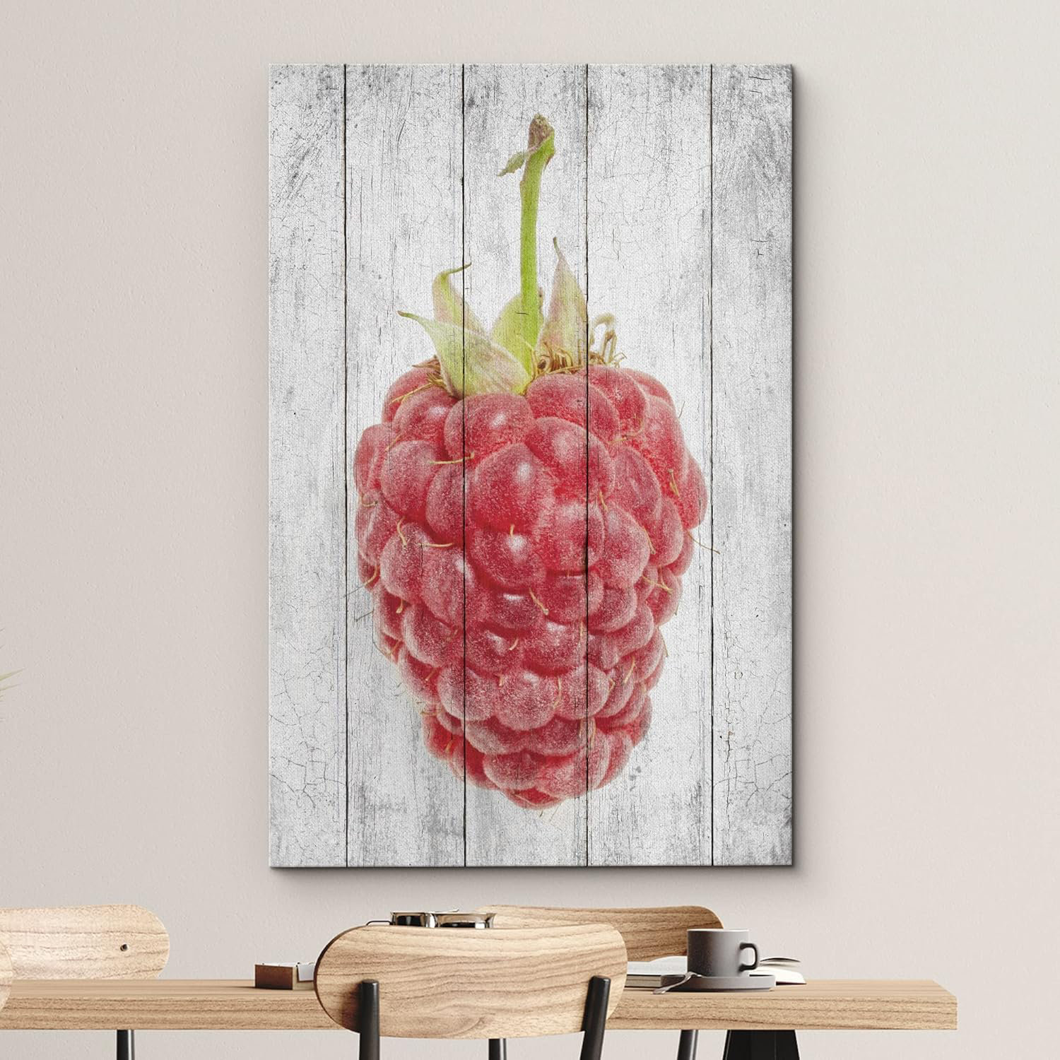 IDEA4WALL Retro Vintage Wood Panel Raspberry Fruit Cooking Realism ...