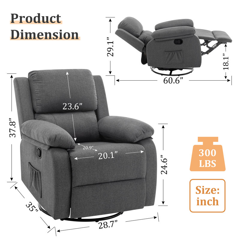Nursery Rocking Chair With Pocket 360° Swivel Rocking Recliner Chair ...
