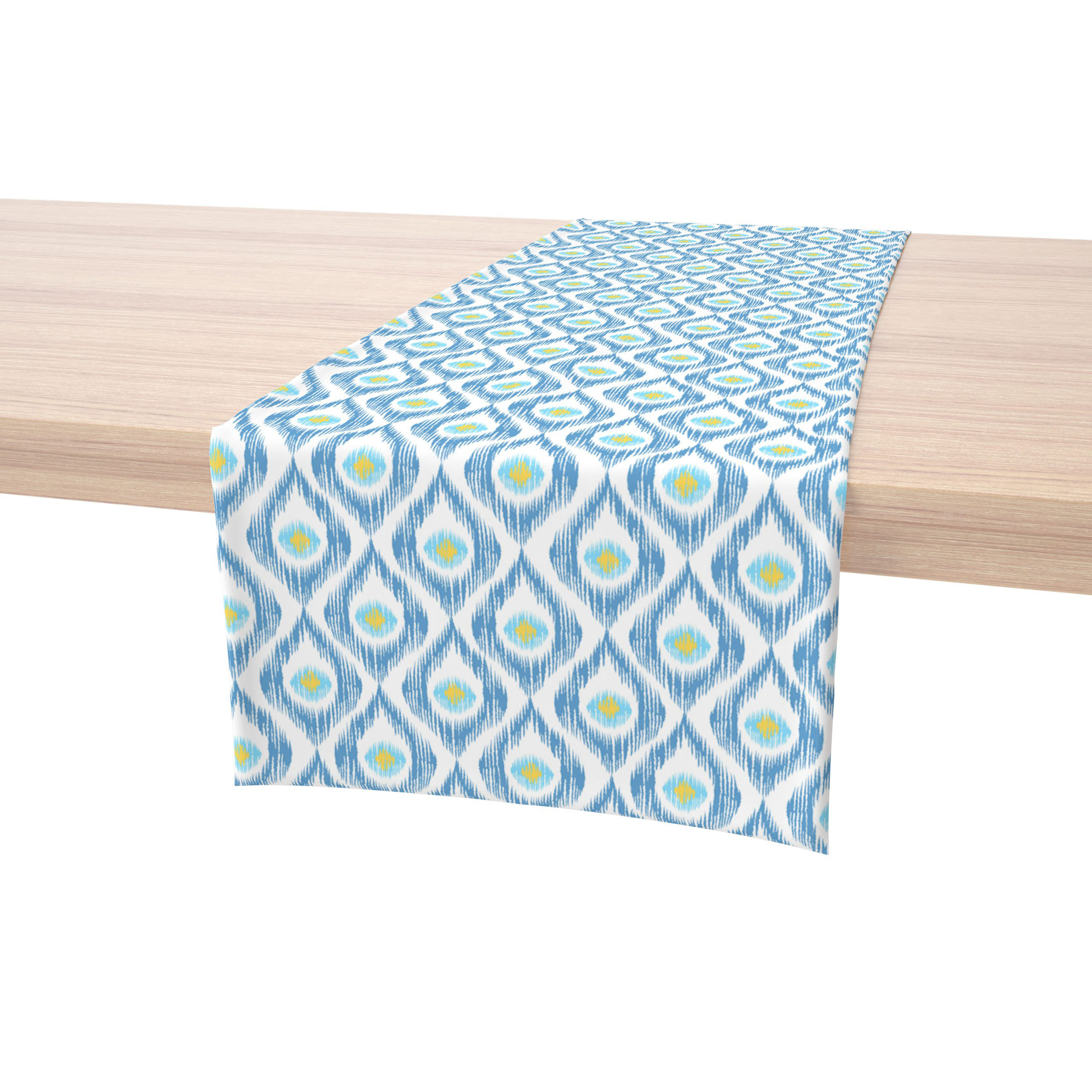 East Urban Home Table Runner, 100% Cotton, 16X72", Ikat Blue Background ...