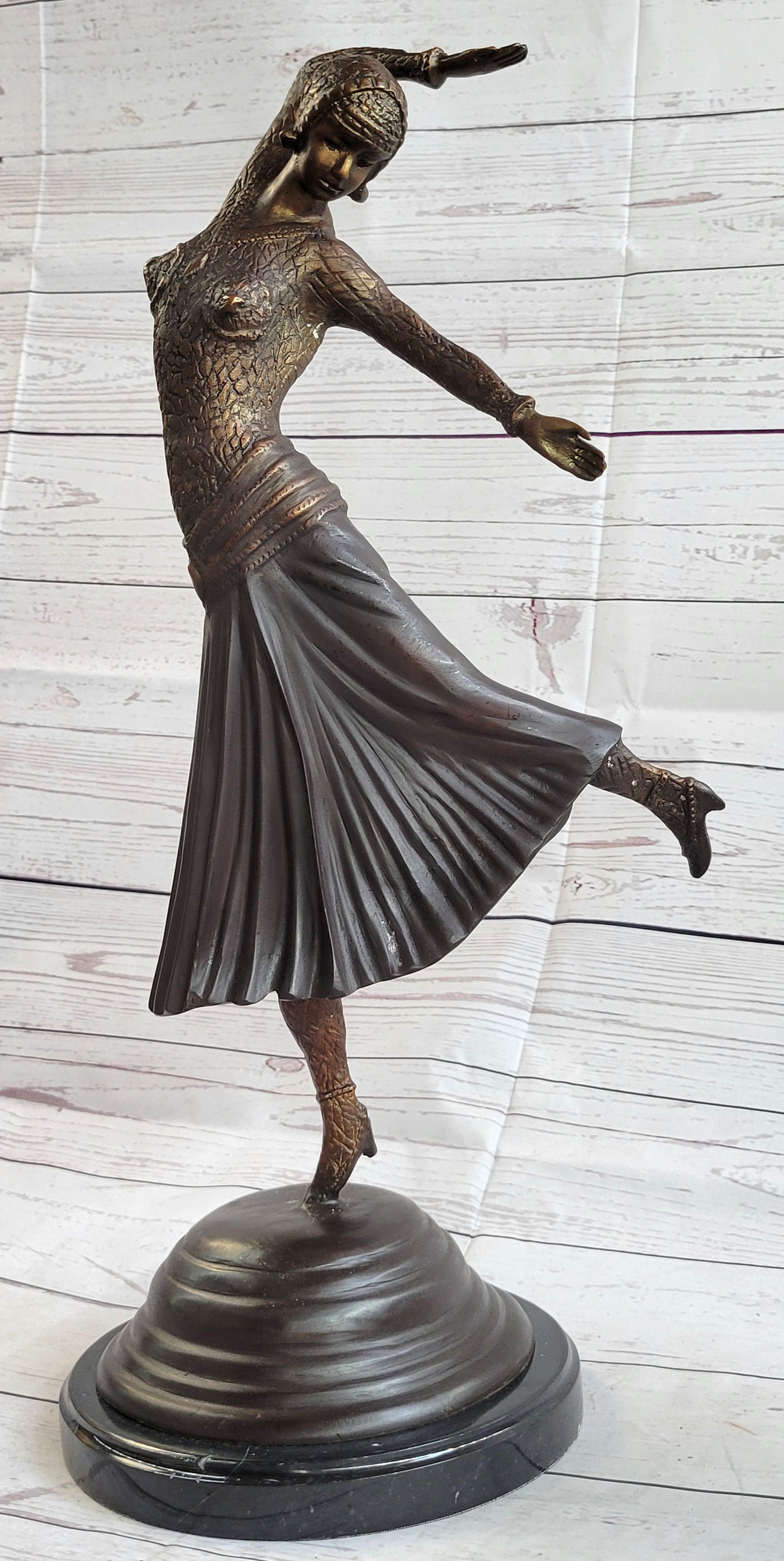 Canora Grey Analin Art Deco Russian Dancer Girl Chiparus Bronze Statue ...