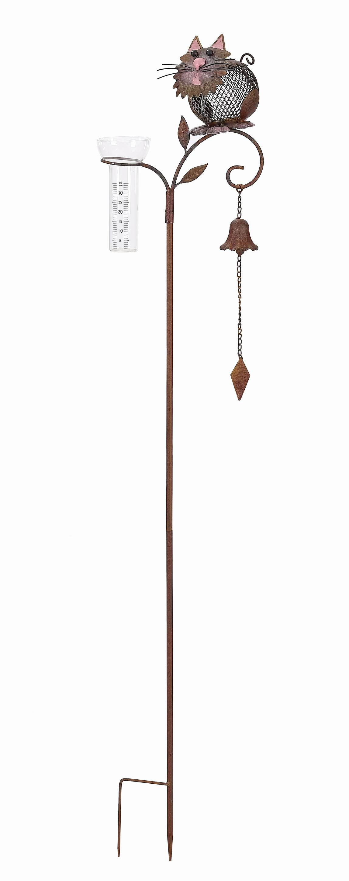 Continental Art Center Rustic Metal Frog Solar Rain Gauge Garden Stake ...