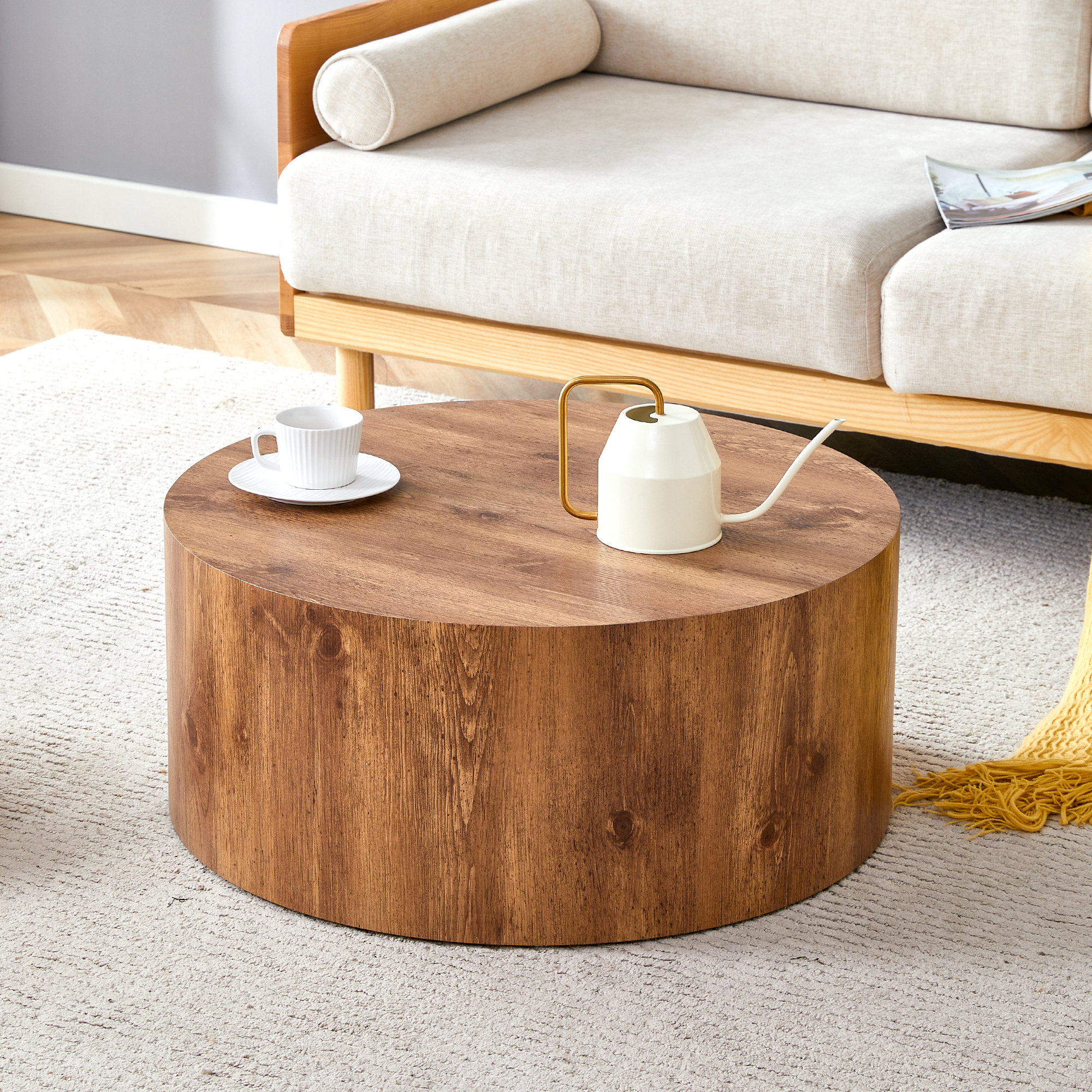 Loon Peak® A Simple Cylindrical Coffee Table, With A Diameter Of 27.5 ...