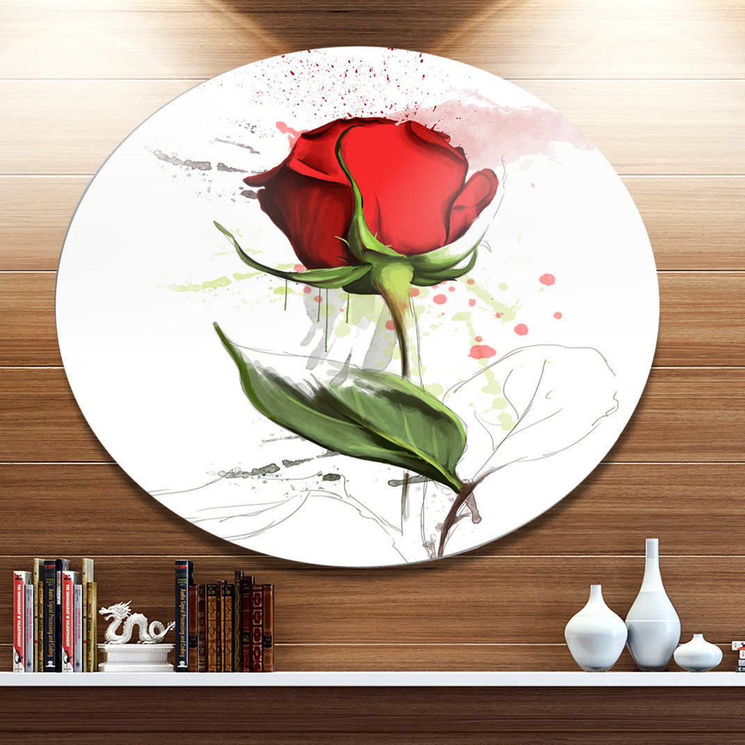 Design Art Red Rose Hand Drawn Illustration - Oil Painting Print on ...