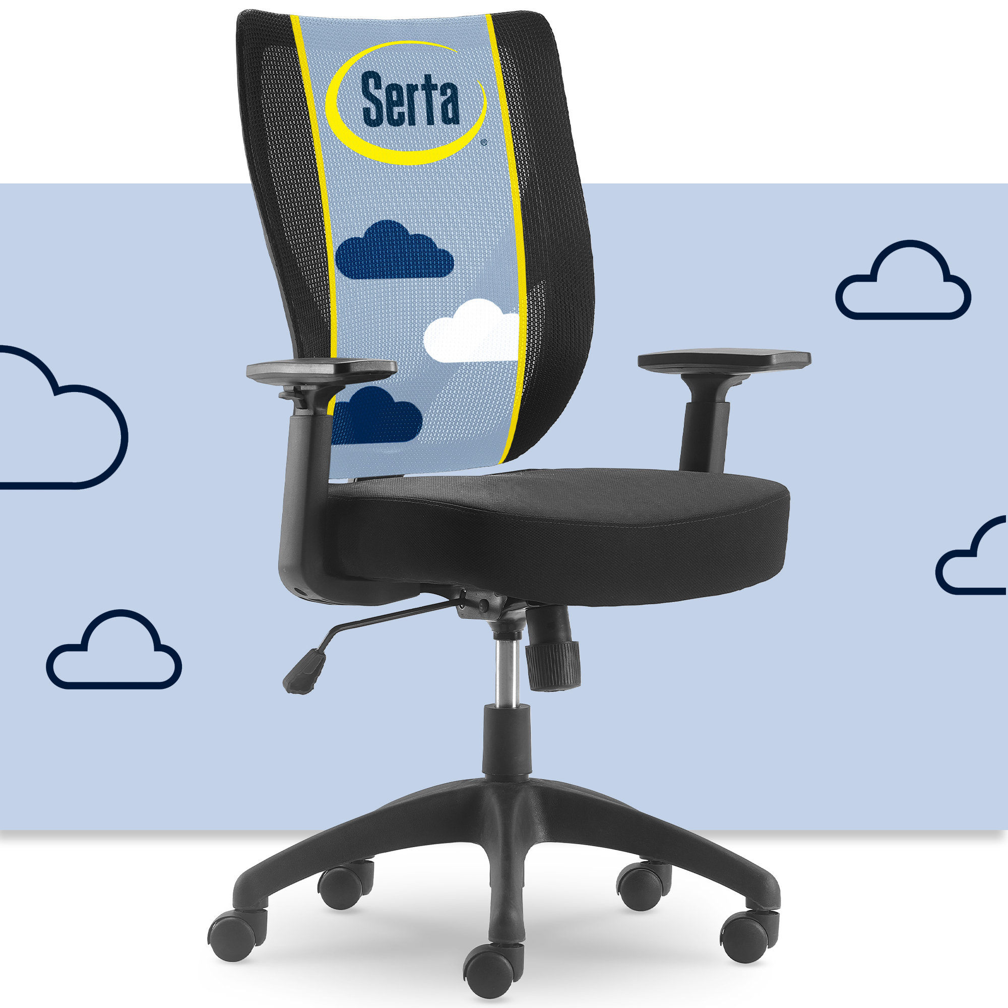 Serta Production Ergonomic Mid-Back Mesh Office Chair, Adjustable ...