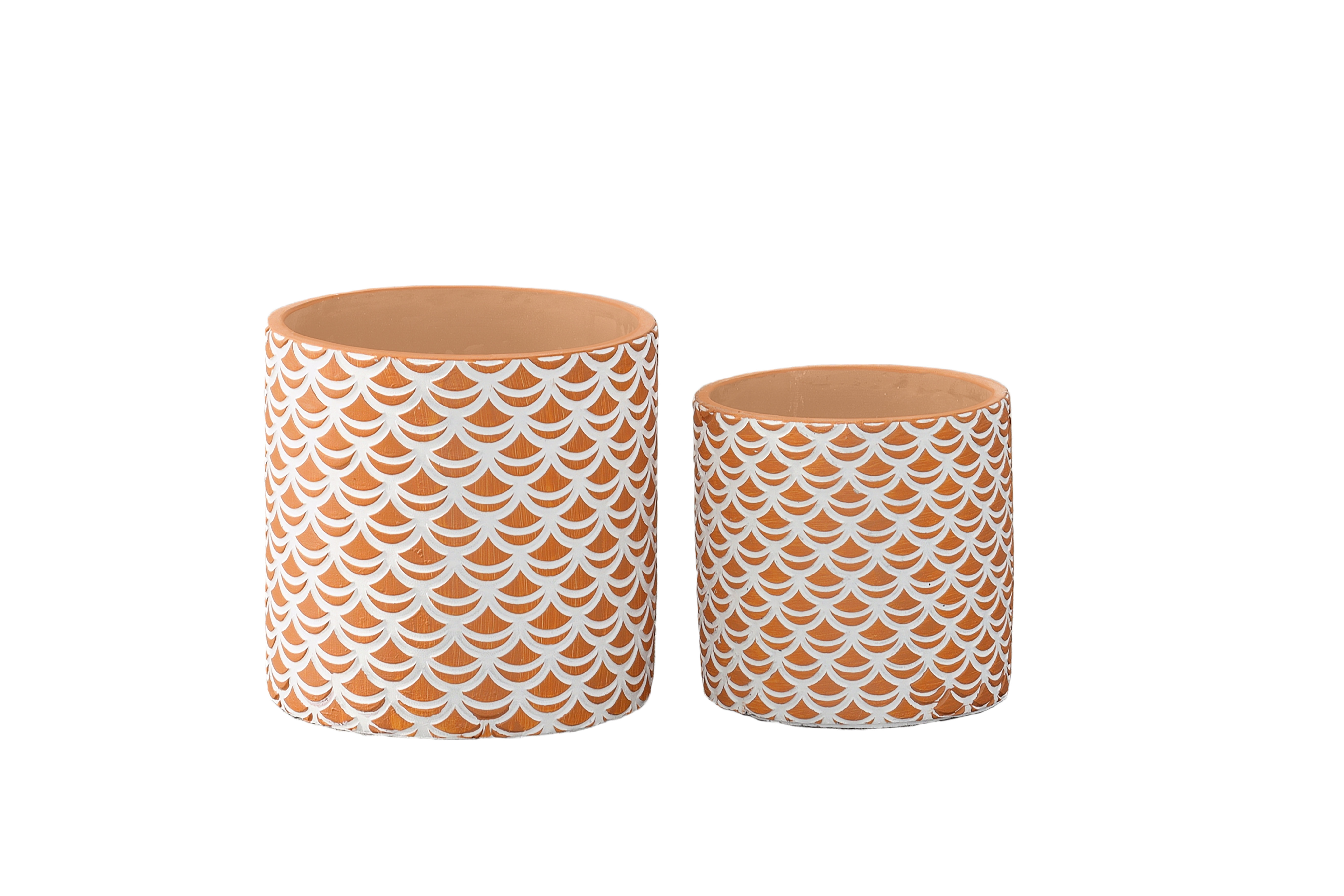 Winston Porter Cement Round Pot with Symmetric Sailin Pattern Design ...