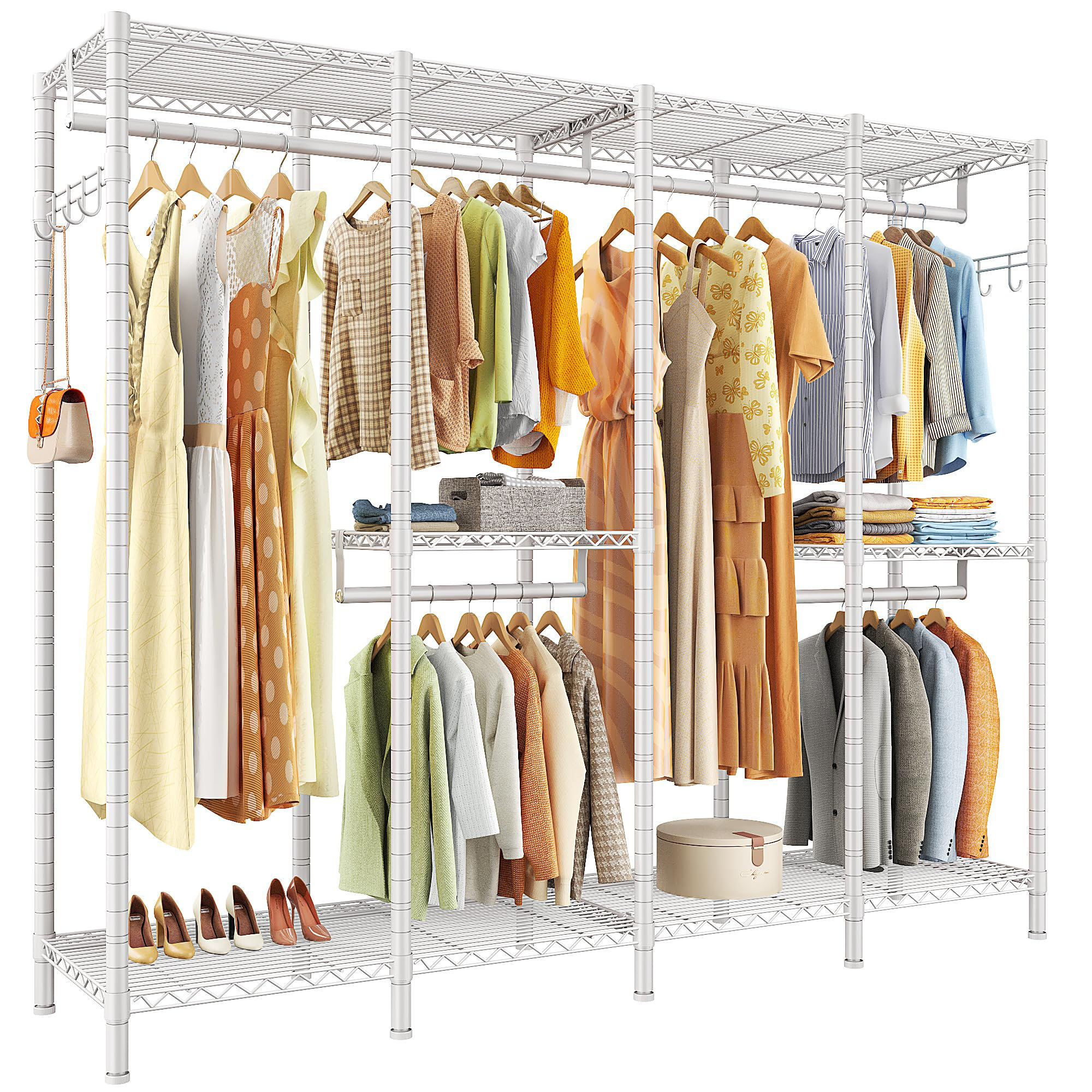 Rebrilliant Mardena 75"H Metal Clothes Rack, Portable Clothes Hanging ...