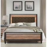 Canora Grey Schmid Modern Rustic Style 1Pc Bed Upholstered Headboard ...