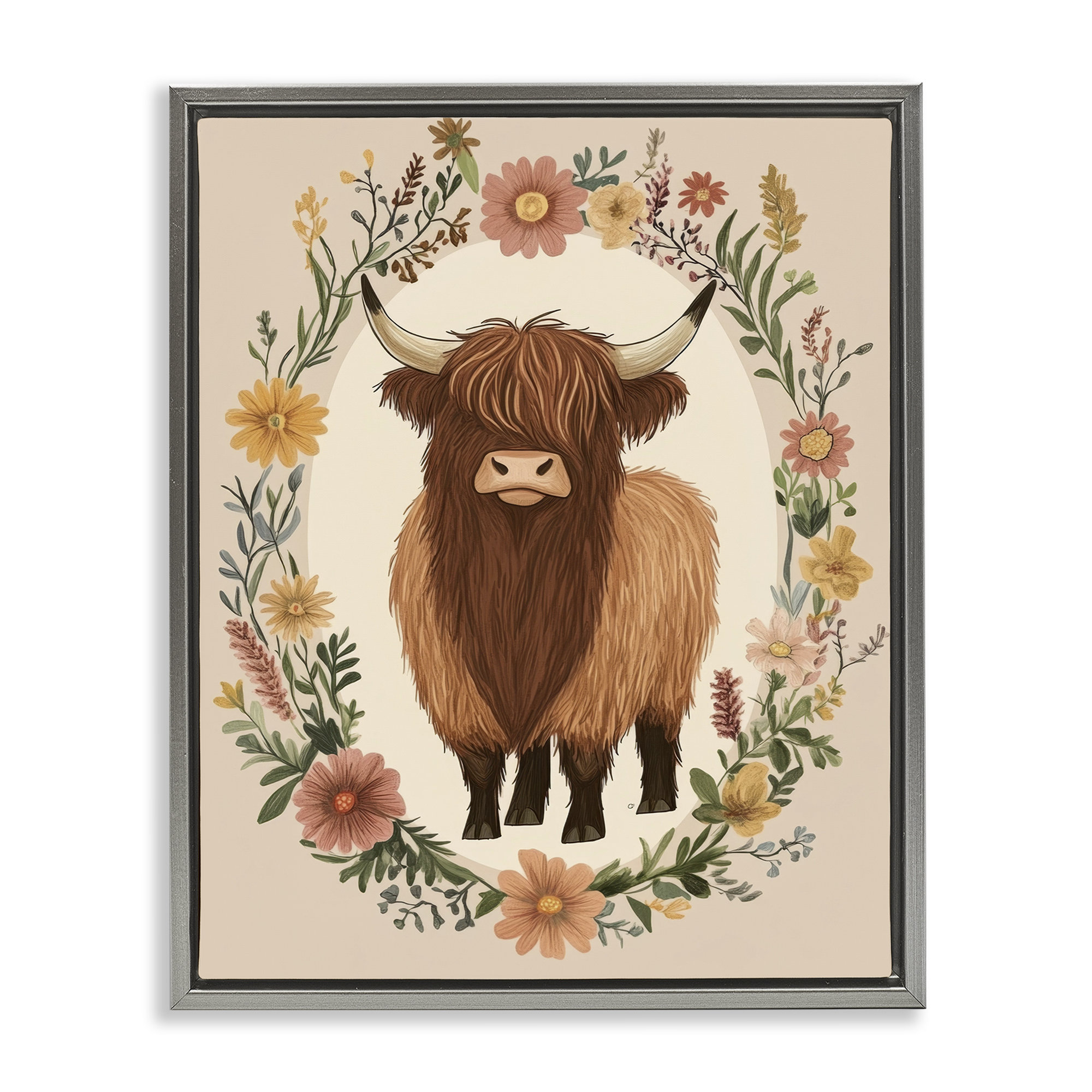 Ophelia & Co. Cutesy Floral Highland Cow Floating Frame, design by ...