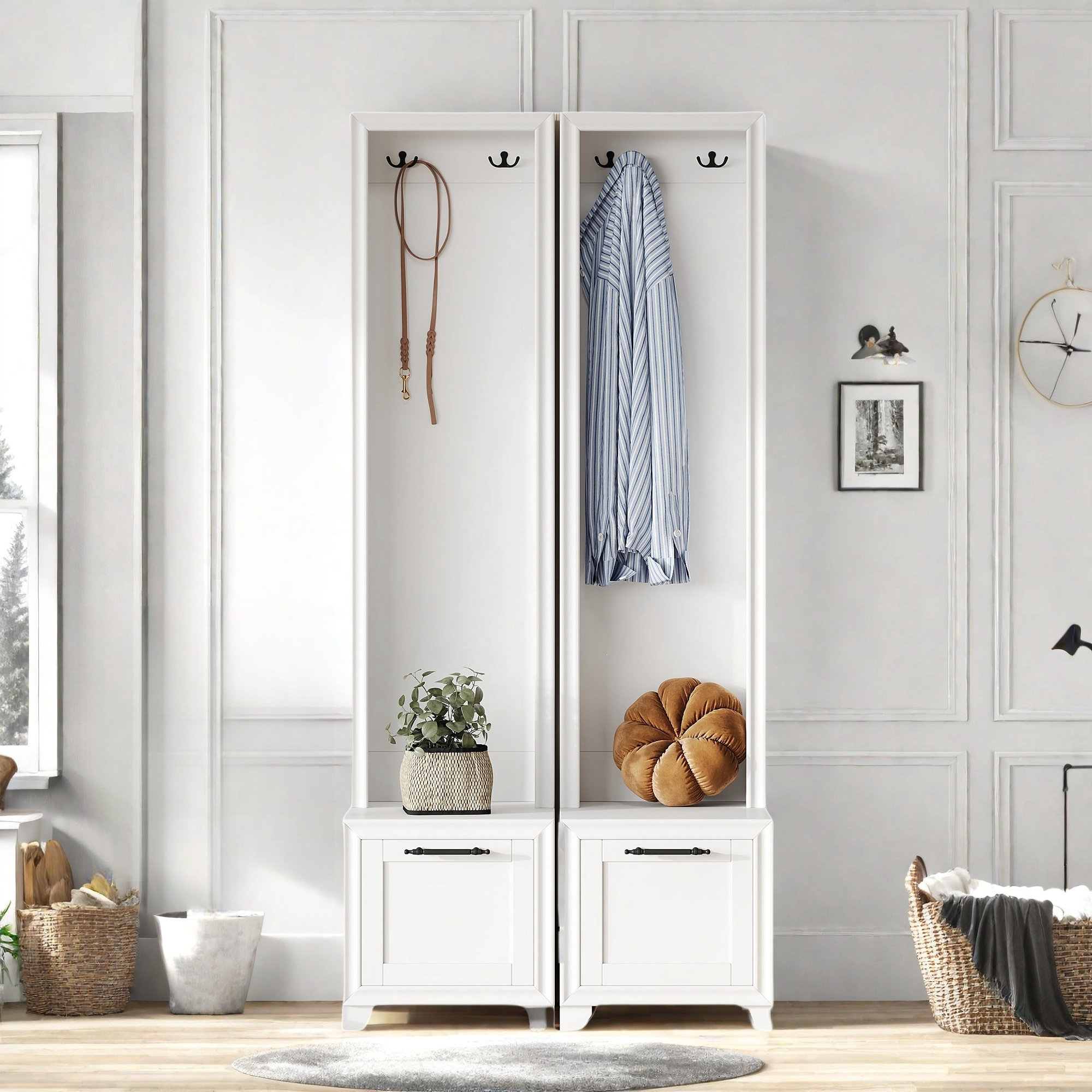 Lark Manor™ Elegant Hall Tree Set Of 2, Coat Rack With Black Retro ...