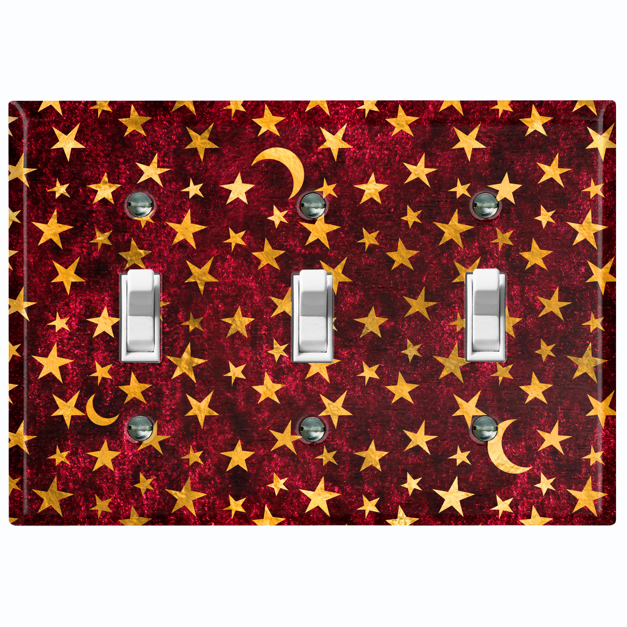 WorldAcc Metal Light Switch Plate Outlet Cover (Night Star Moon Red ...