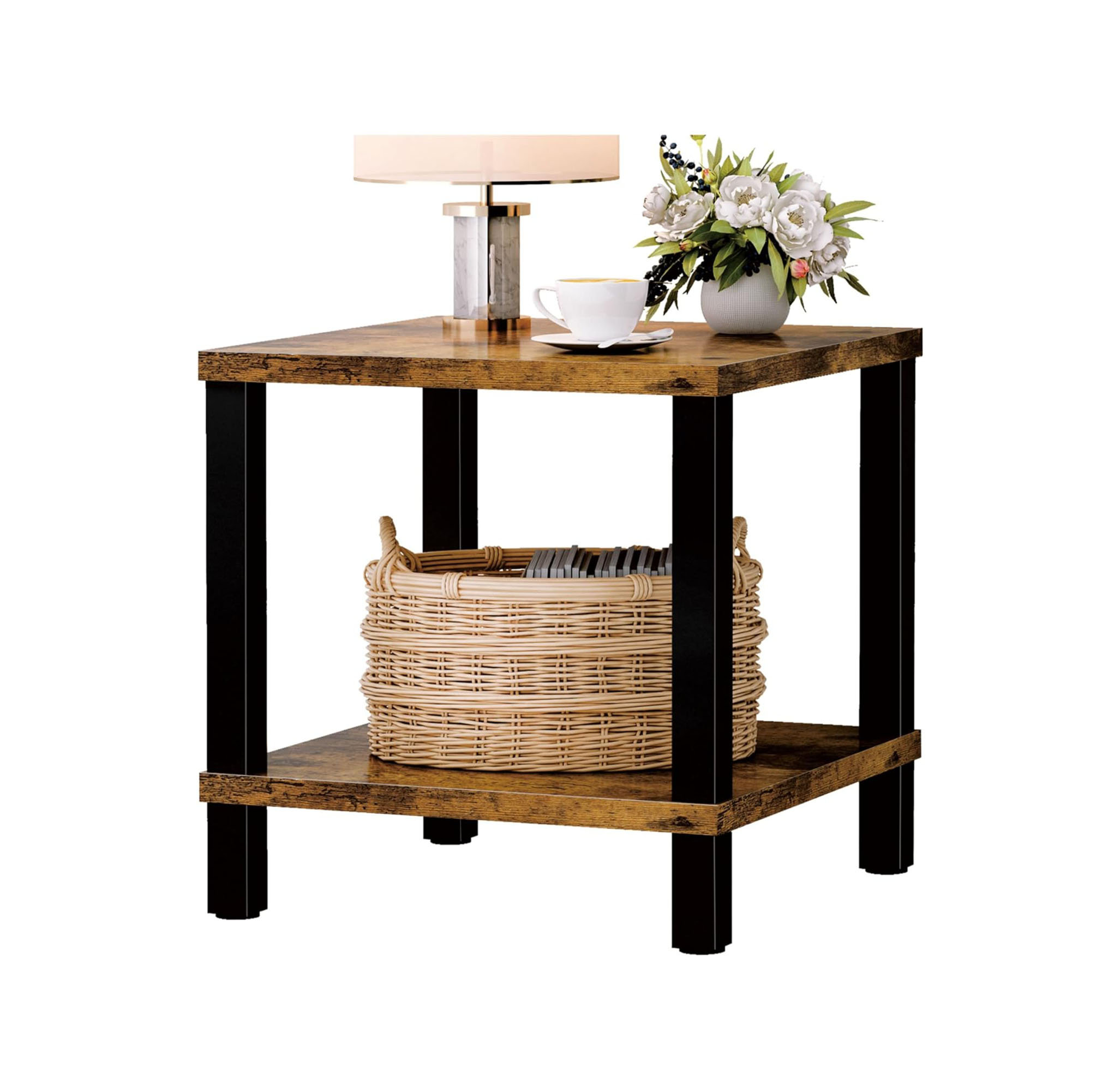 17 Stories End Table, Side Table 20 Inch Square, Easy Put Together ...