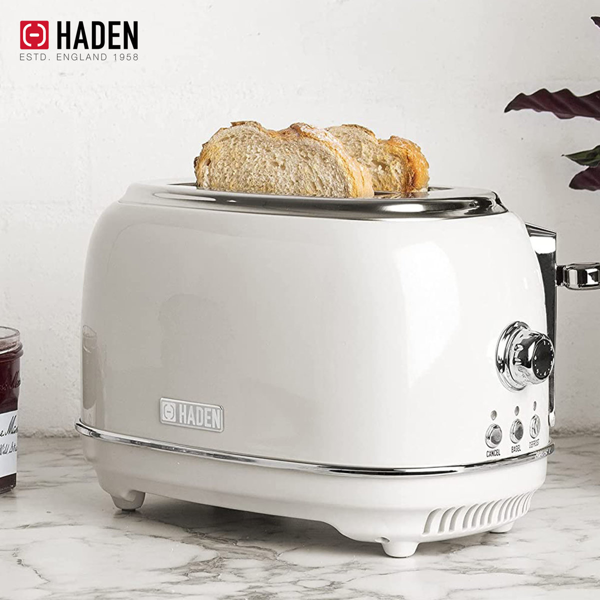 HADEN Heritage Ivory & Chrome Bundle with 2-Slice Toaster and Electric ...