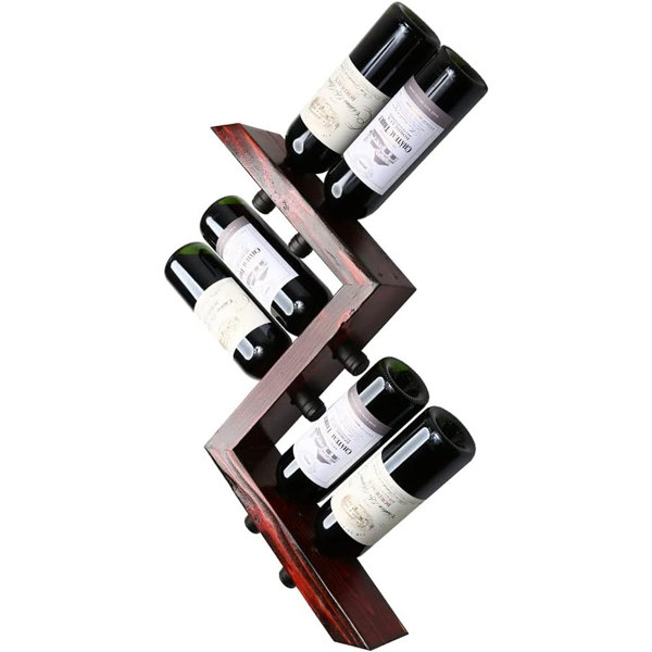 Latitude Run® Wooden Wall Mounted Wine Rack -rustic Zig Zag Floating ...