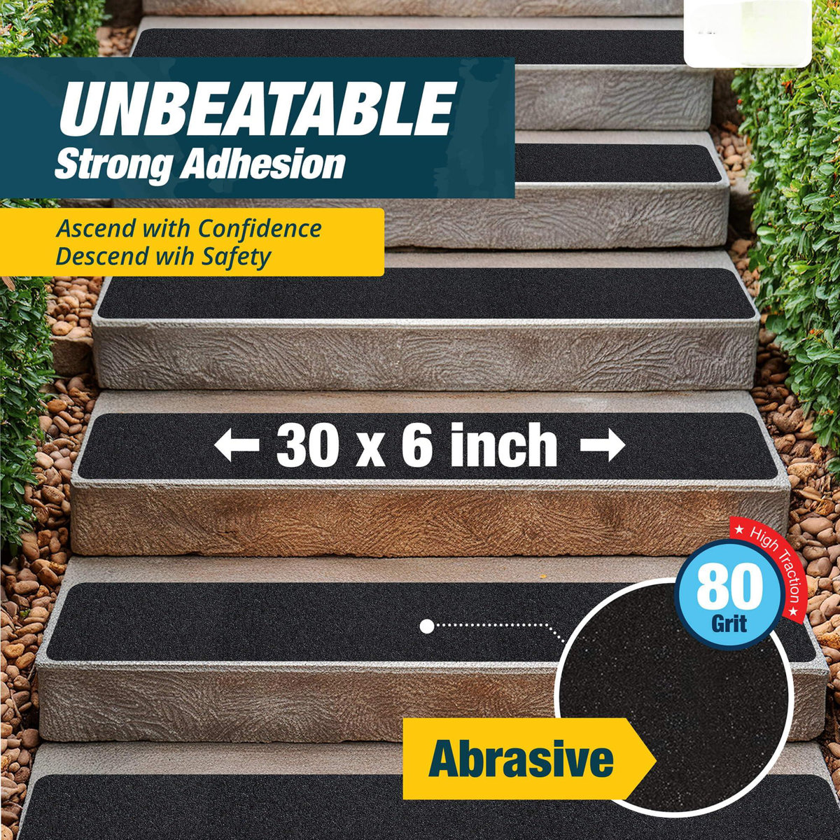 Latitude Run® Outdoor Stair Treads Non Slip 30" X 6" - 12-Pack Weather ...