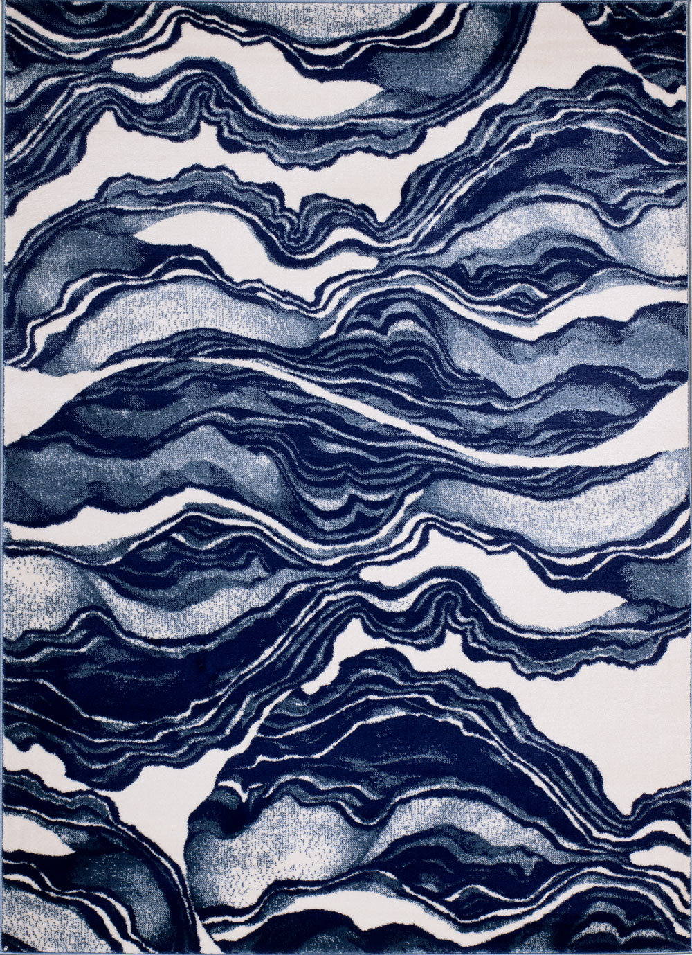 Wrought Studio Cretys Abstract Navy Blue/White Area Rug & Reviews | Wayfair