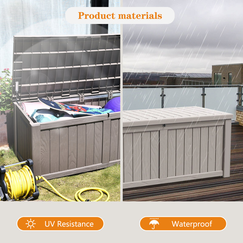 Modern Depo 120 Gallons Water Resistant Polypropylene(PP) Lockable Deck ...
