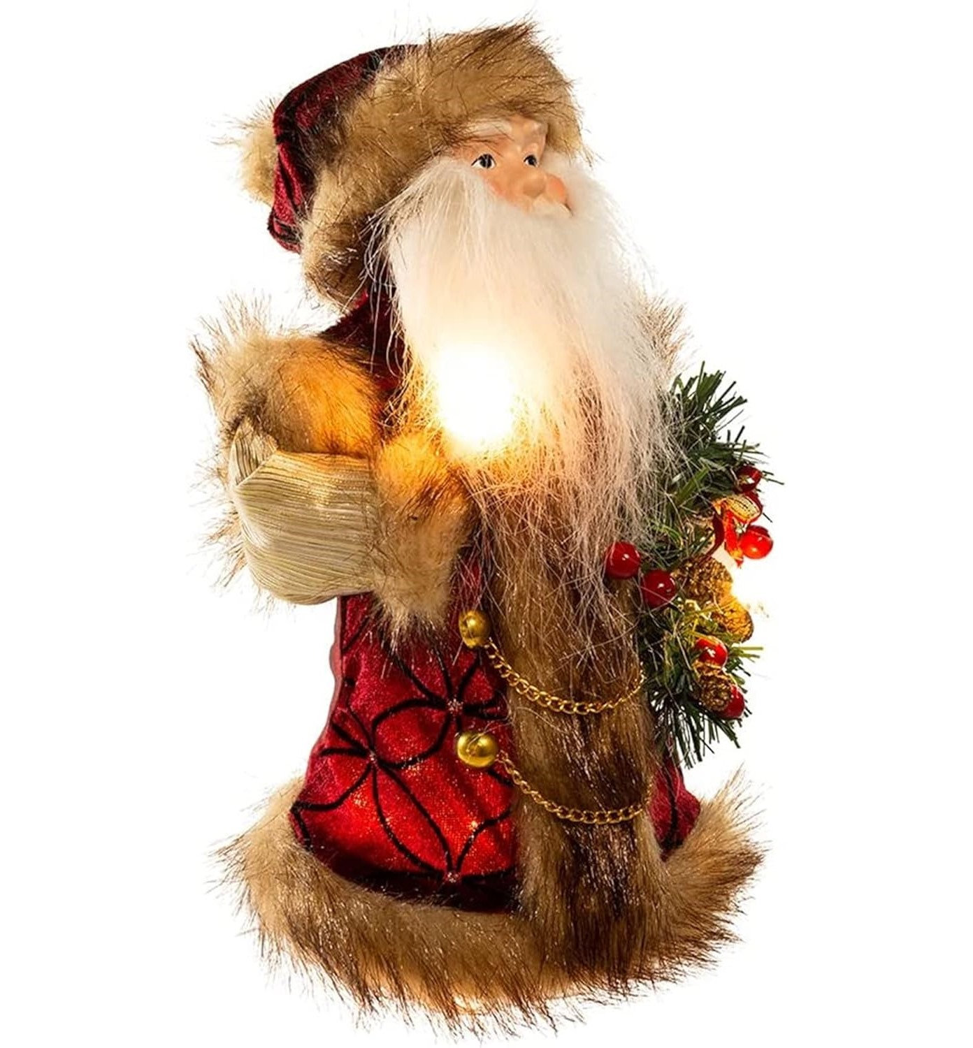 Bloomsbury Market 10-Light Burgundy And Brown Santa Treetop 10-Inch ...