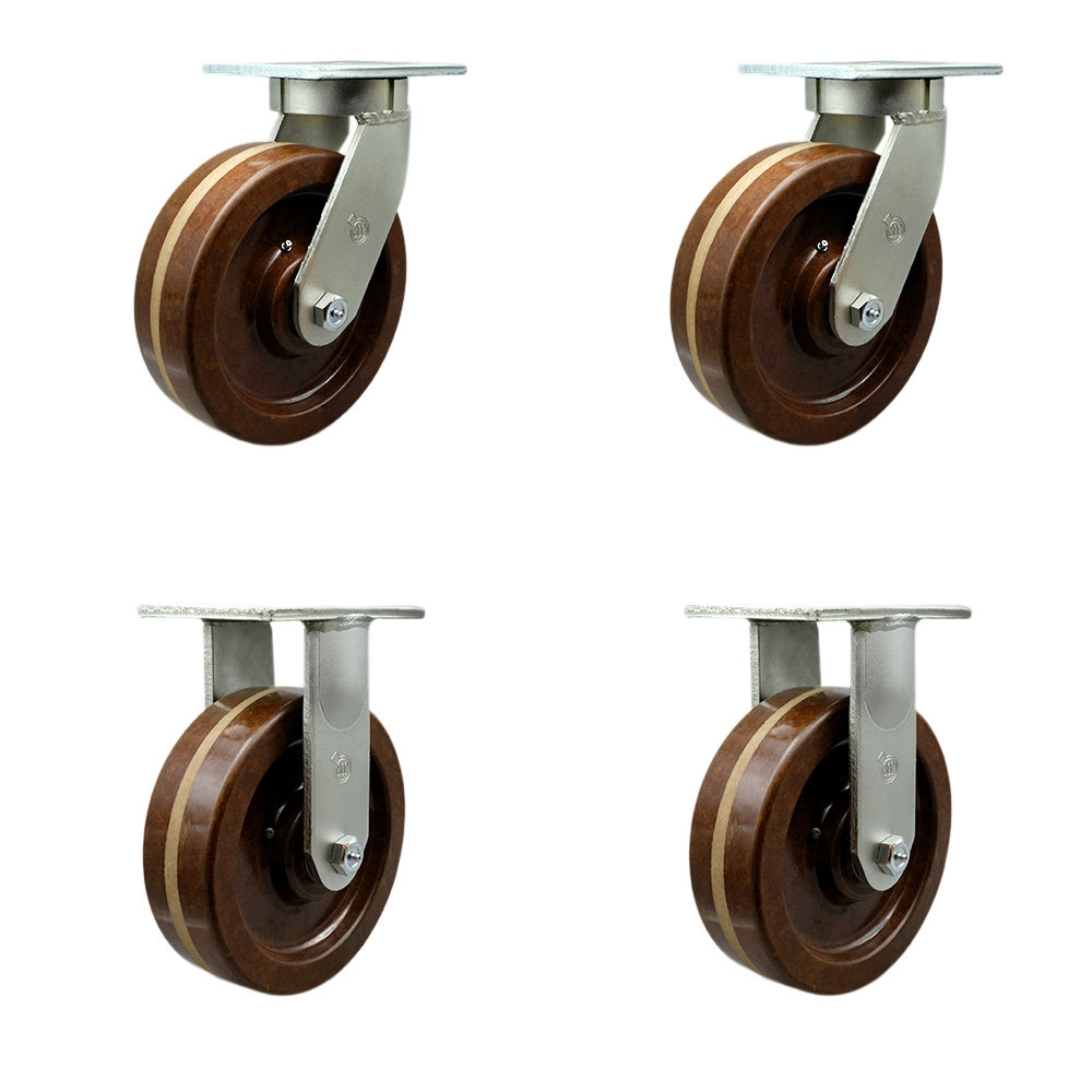 Service Caster 4 Piece Heavy Duty High Temp Phenolic Caster Set | Wayfair