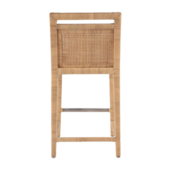 Butler Brielle 24 in. Seat Height Rattan Woven Counter Stool with Back ...