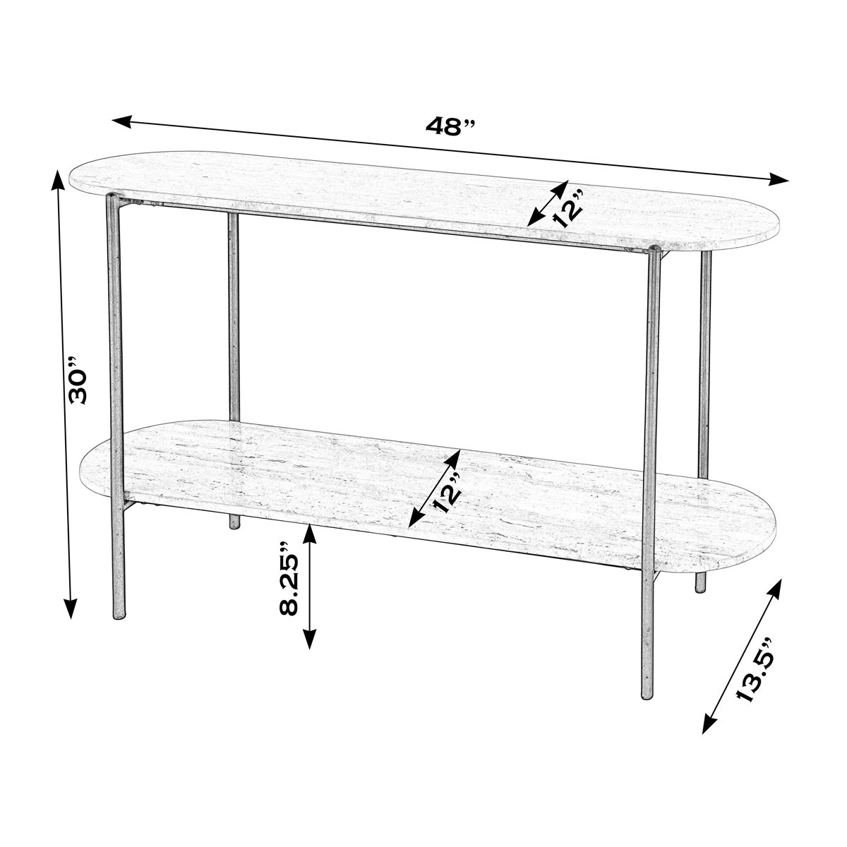 Joss & Main Wilkins 48 in. W Elongated Marble and Iron 2-Tier Console ...