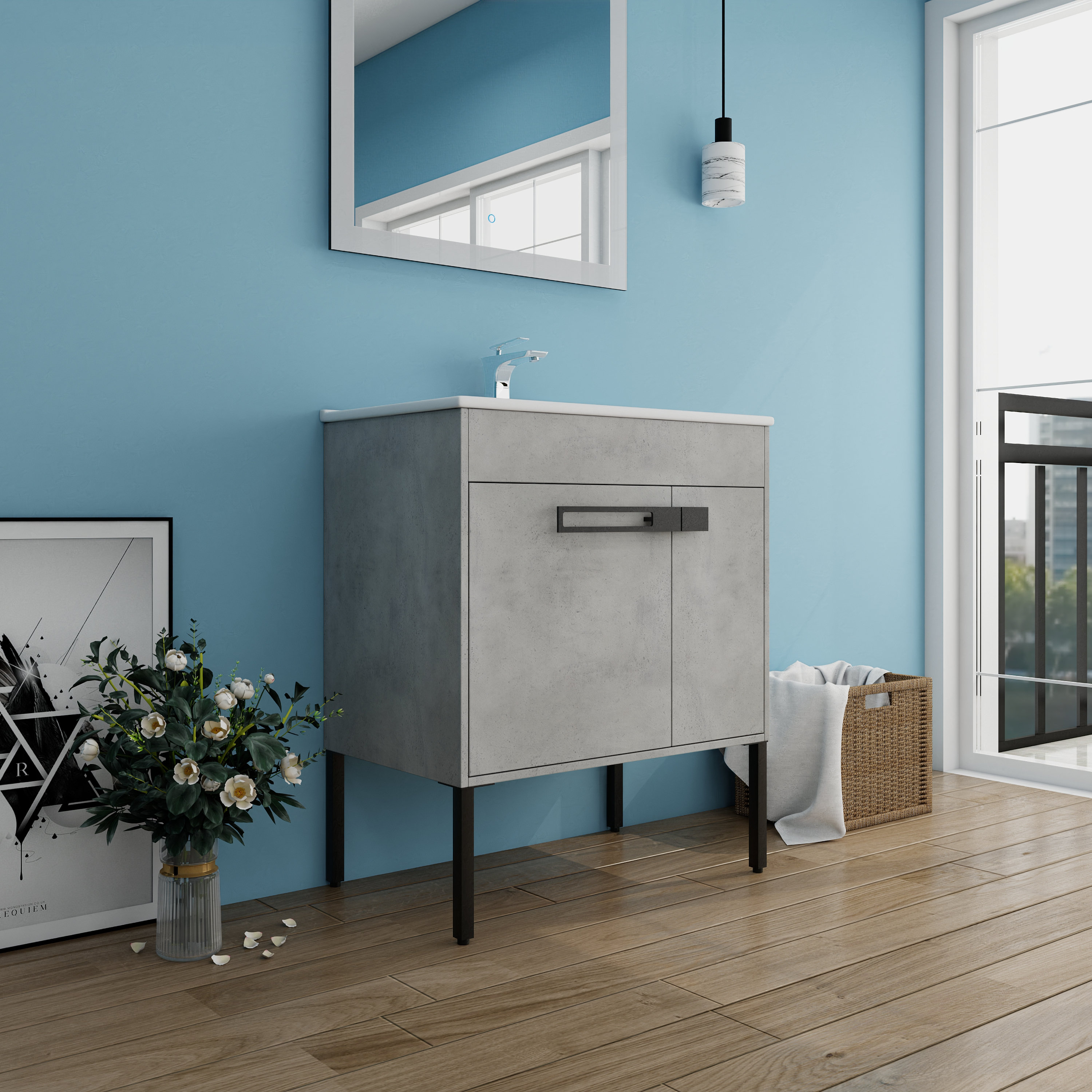 Ebern Designs Brodec 24'' Free-standing Single Bathroom Vanity With ...