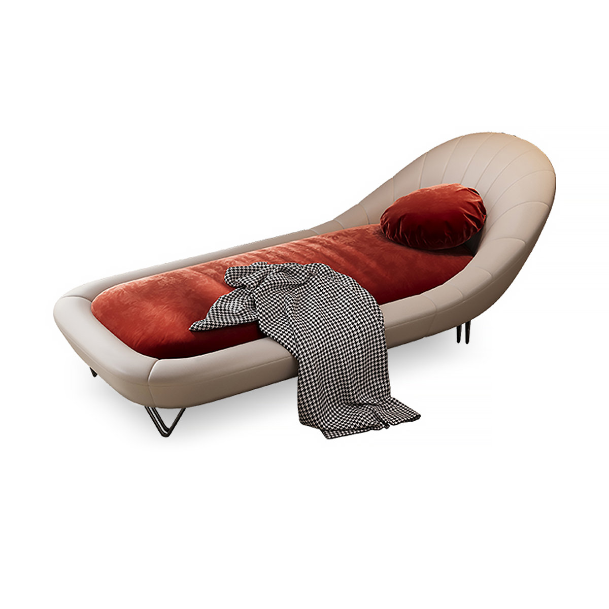 Finesse Furni Comfortable Curved Chaise: Velvet Upholstery & Chic ...