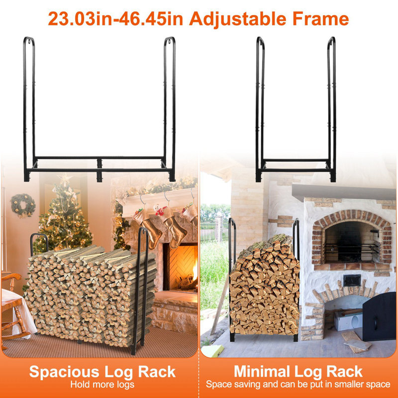 Ebern Designs Raadiyah 48.42'' W Iron Log Rack | Wayfair