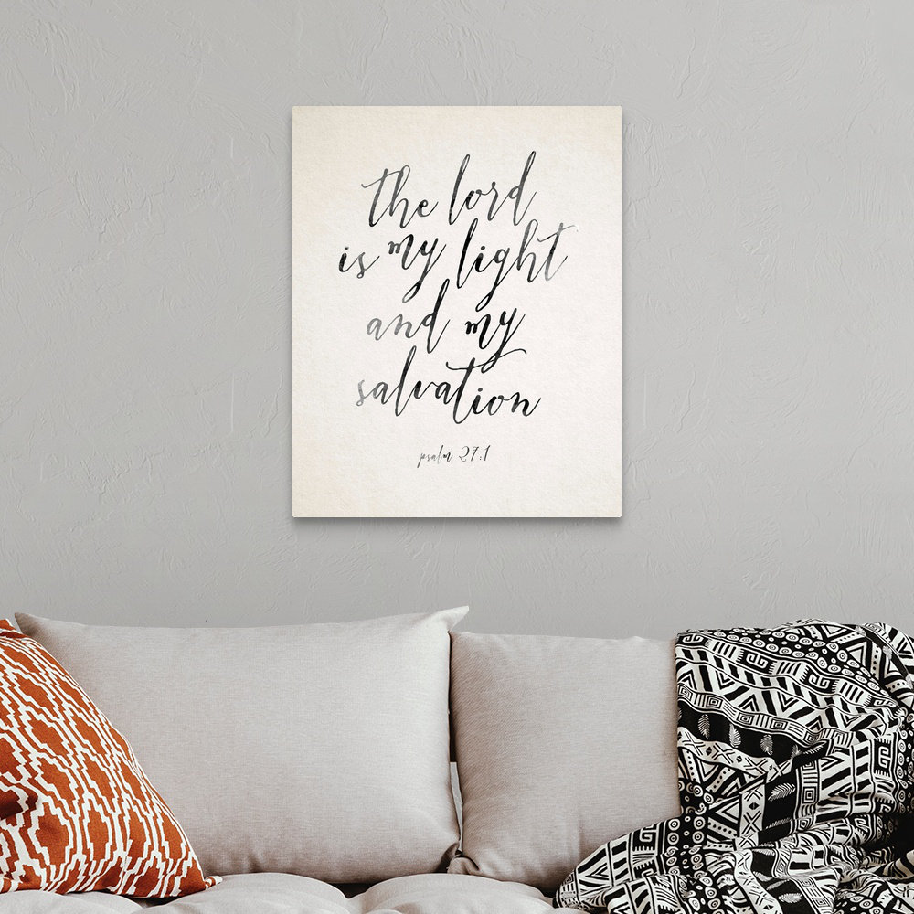 Ebern Designs Handlettered Bible Verse - Psalm 27:1 - Print on Canvas ...