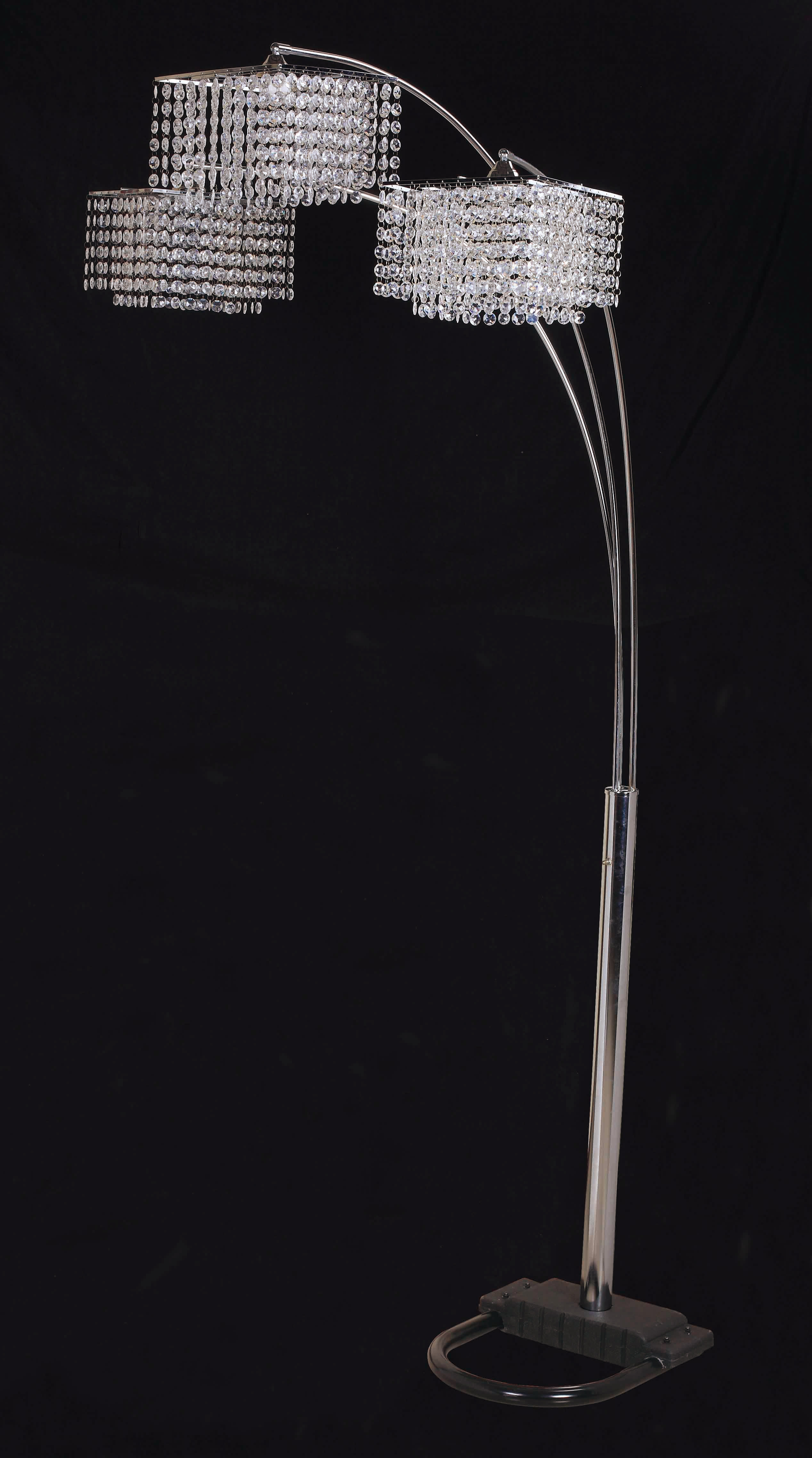 Everly Quinn 84" 3-Shade Crystal-Inspired Arch Floor Lamp – Luxurious ...