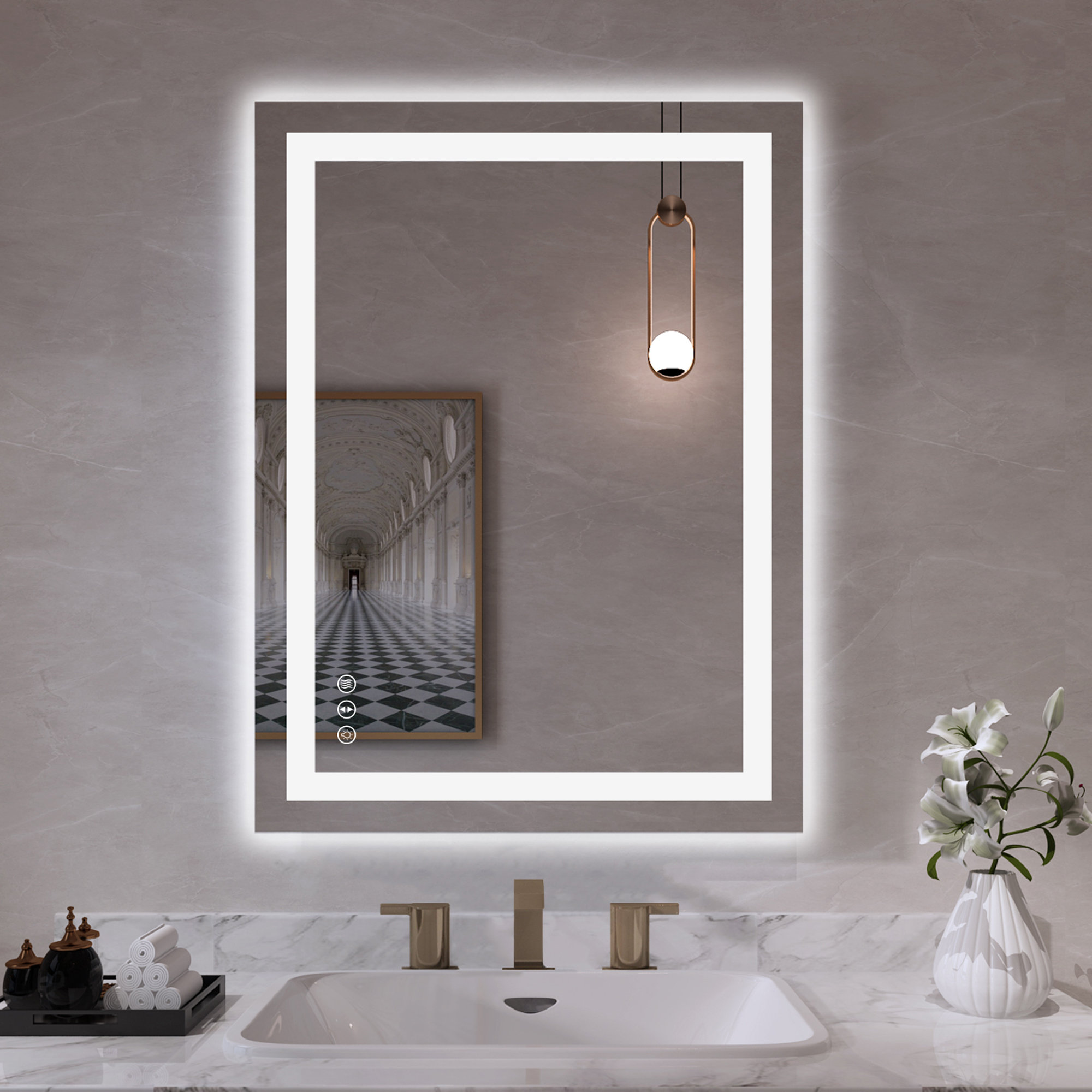 Wrought Studio Dokes Frameless Anti-Fog LED Lighted Dimmable Wall ...