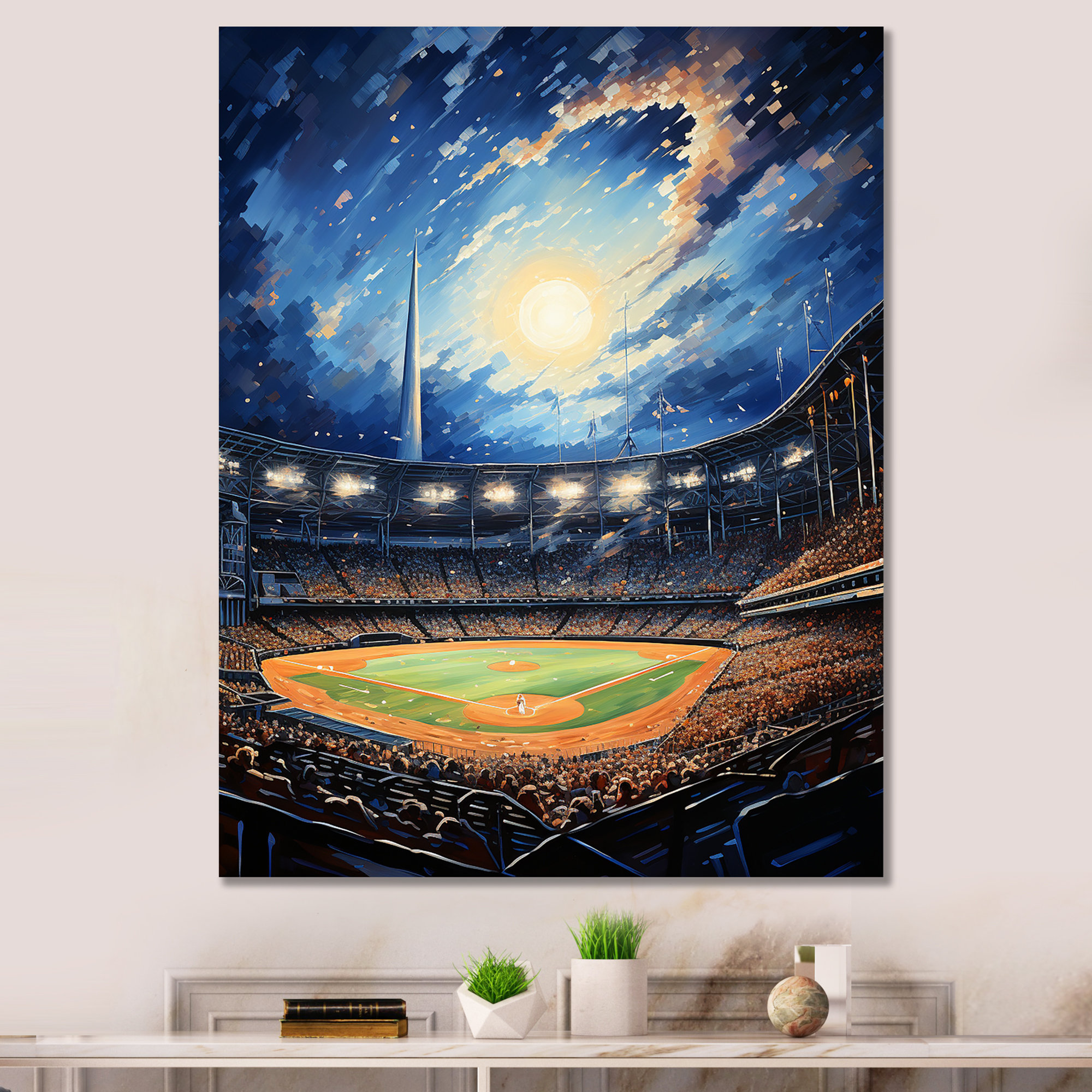 Red Barrel Studio® " Modern Baseball Stadium At Night I " | Wayfair