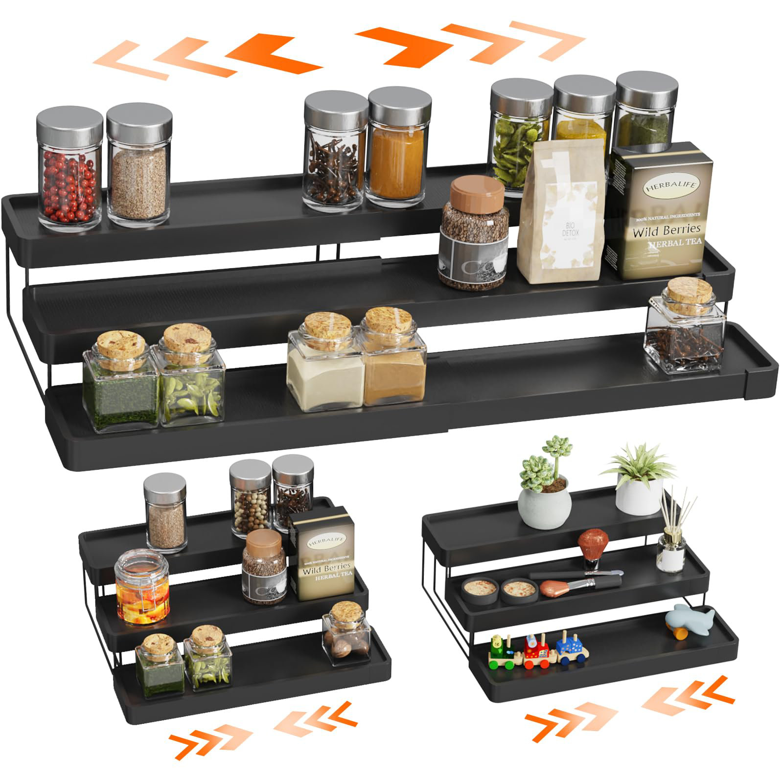 Latitude Run® Expandable Spice Rack Organizer For Cabinet - 3 Tier ...