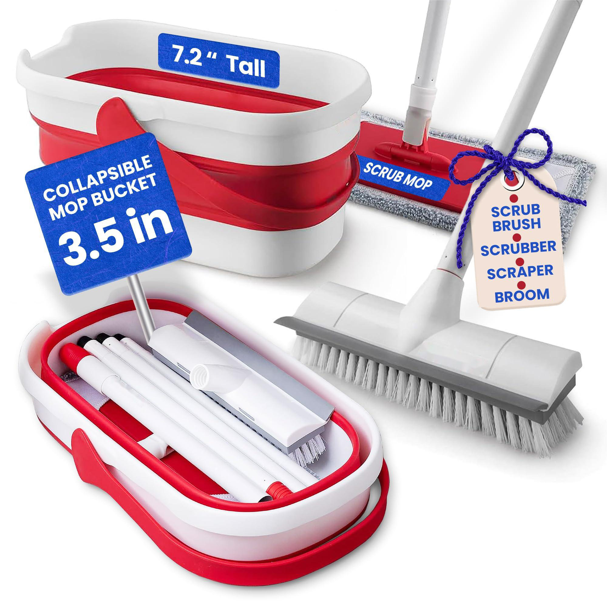 FEIYAN Collapsible Mop And Bucket Set With Wringer, Heavy Duty Scrub ...
