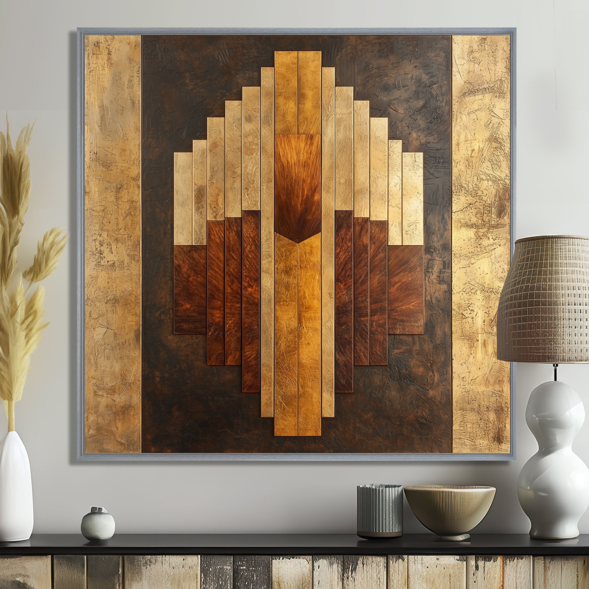 Mercer41 Mosaic Walnut Essential Forms V - Abstract Art Deco Wall Art ...