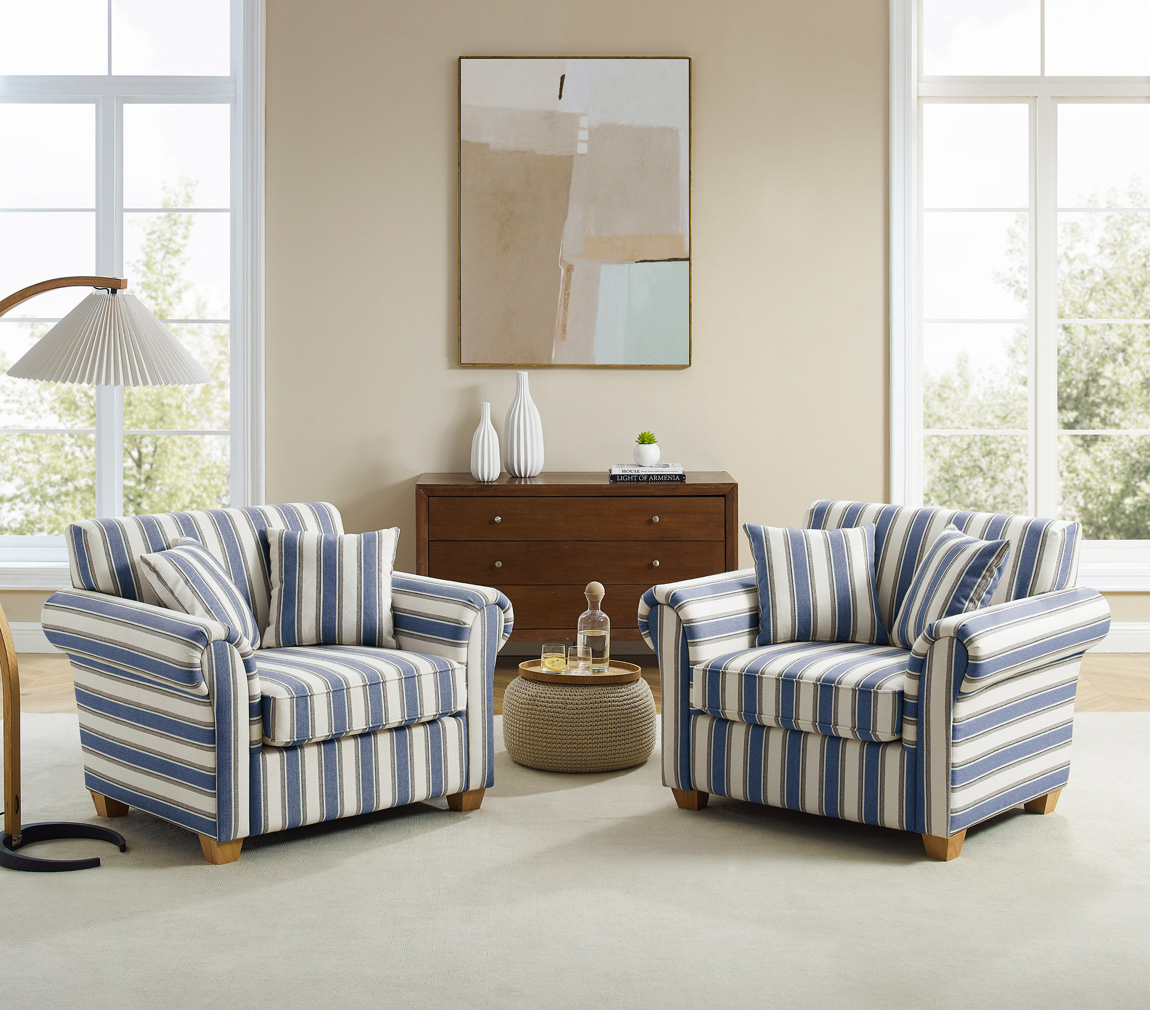 Rosecliff Heights 40.94‘’ Oversized Accent Chair With Stripe Pattern ...