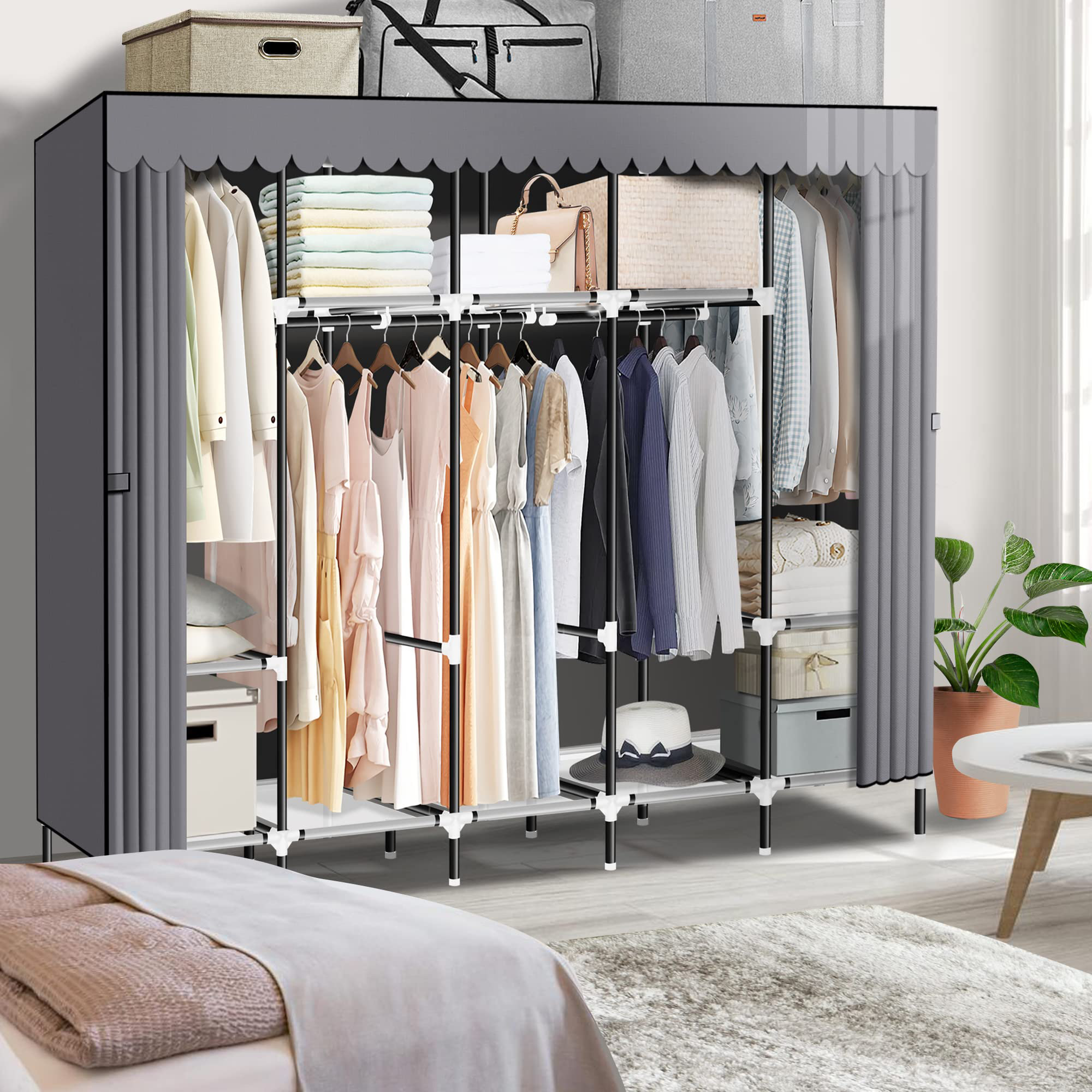Rebrilliant Portable Closet, Great Size Portable Wardrobe With 5 ...