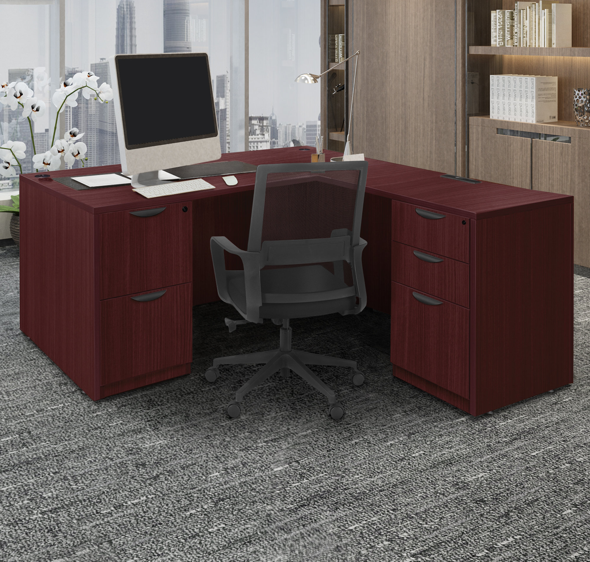 Regency Legacy L Desk with Double Full Pedestal Drawer Unit | Wayfair