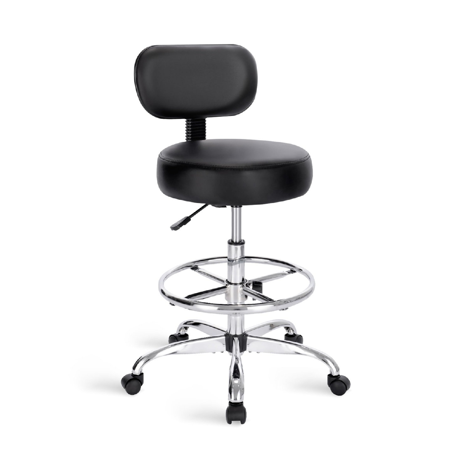 Latitude Run® Adjustable Height Rolling Bar Stool With Back, For Home ...