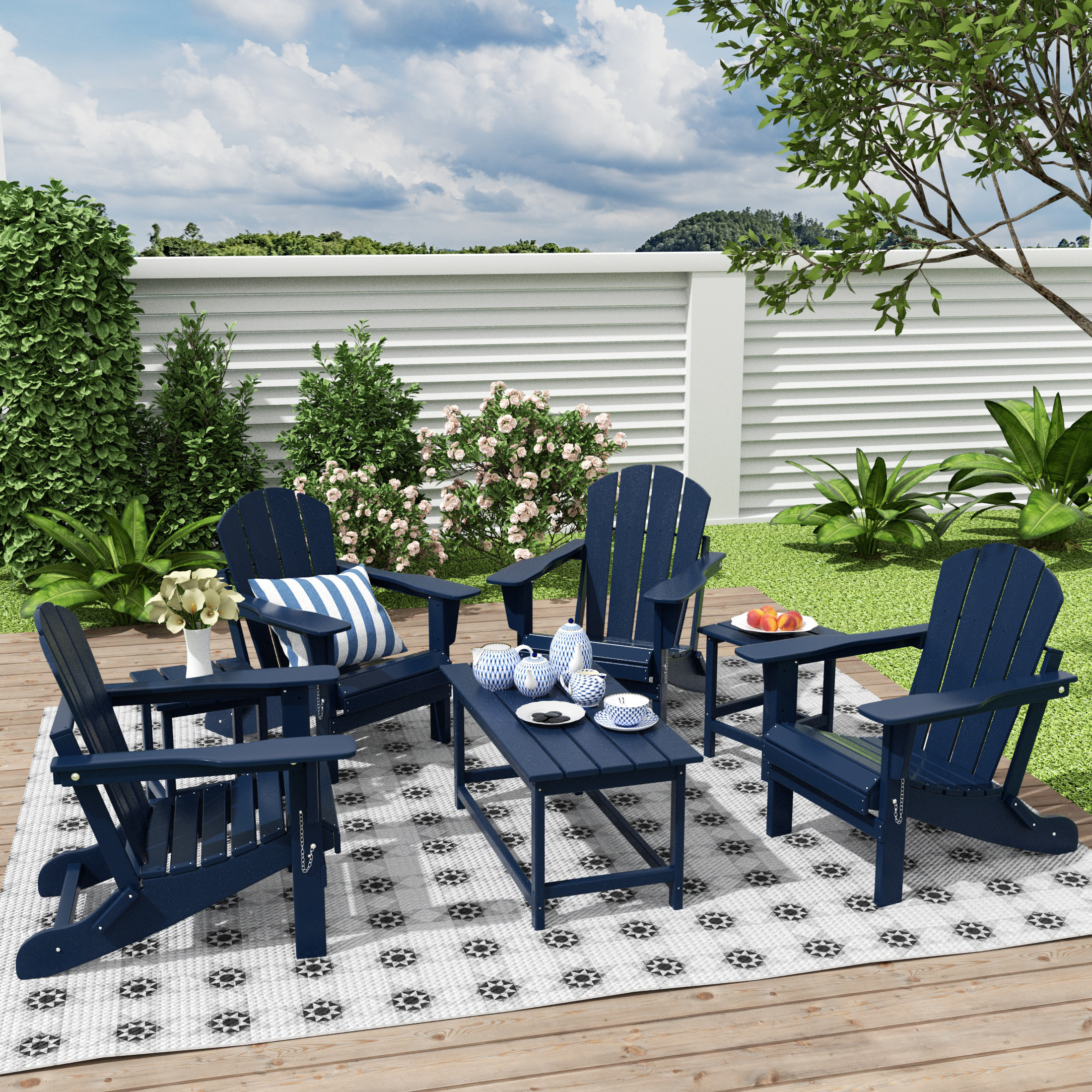 Wade Logan® Aderson 7-Piece Outdoor Patio Adirondack Chair And Coffee ...