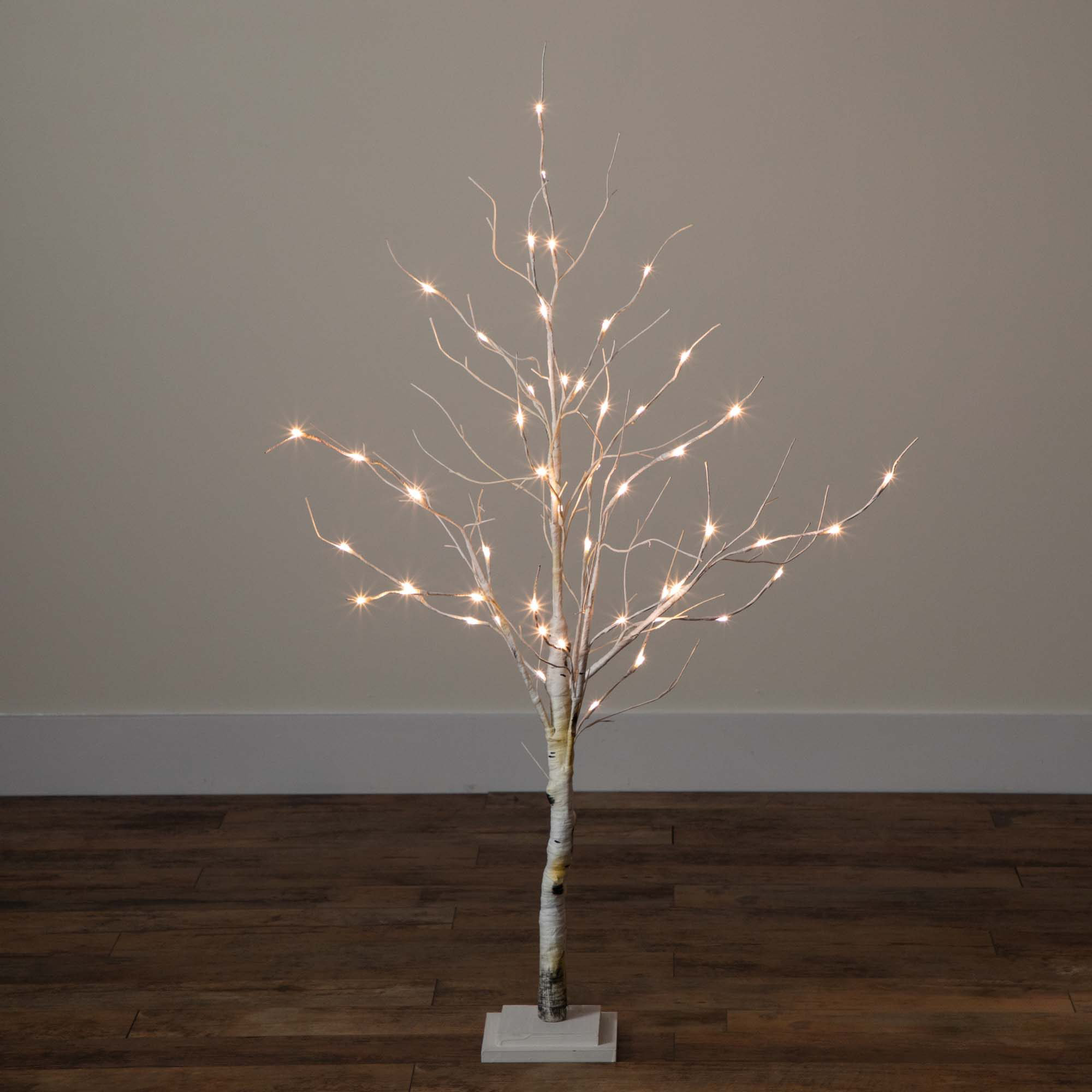 The Holiday Aisle® 4ft. Pre-Lit Artificial White Birch Tree with 51 ...